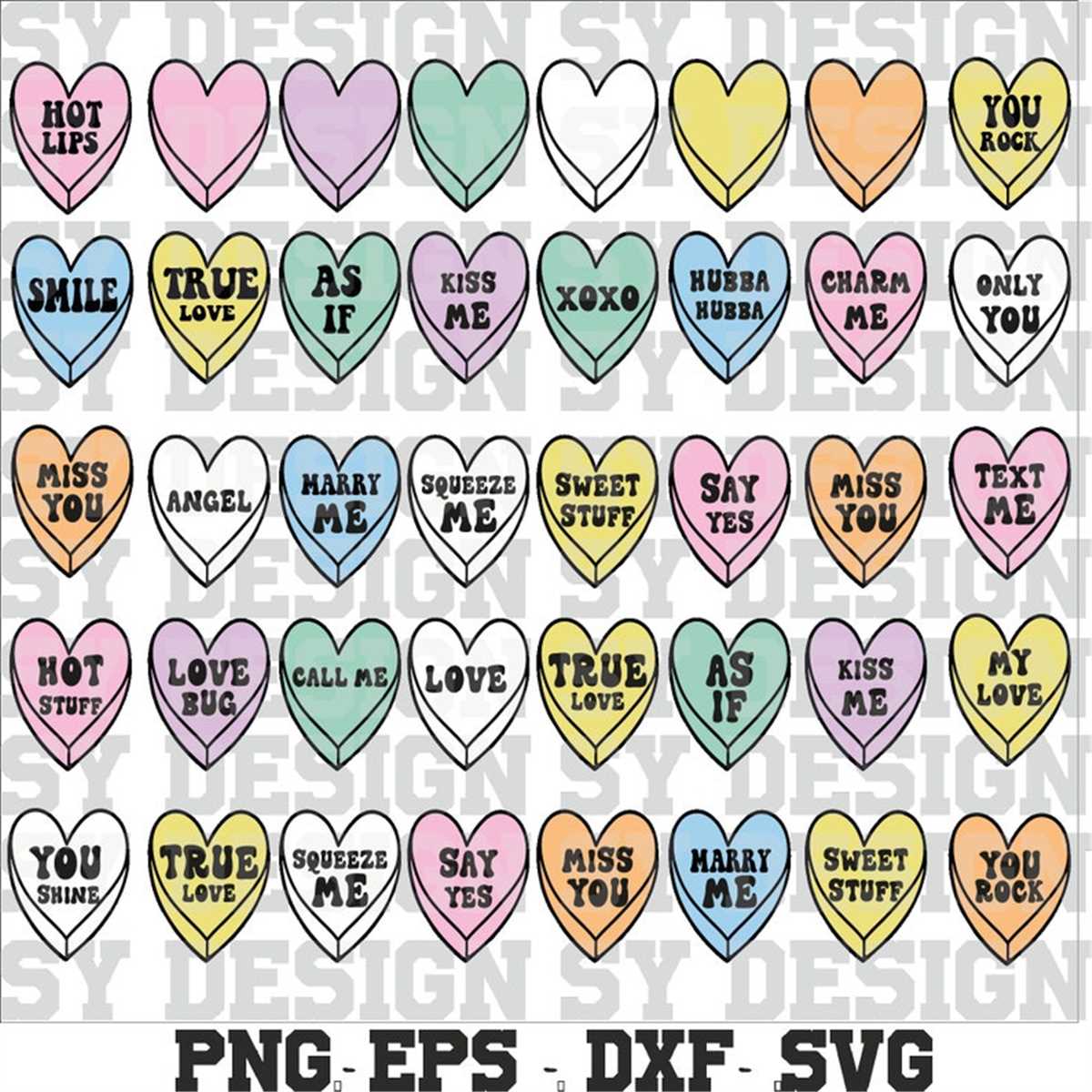 Layered Conversation Hearts Svg Bundle, Candy Heart Svg, Val | Inspire ...
