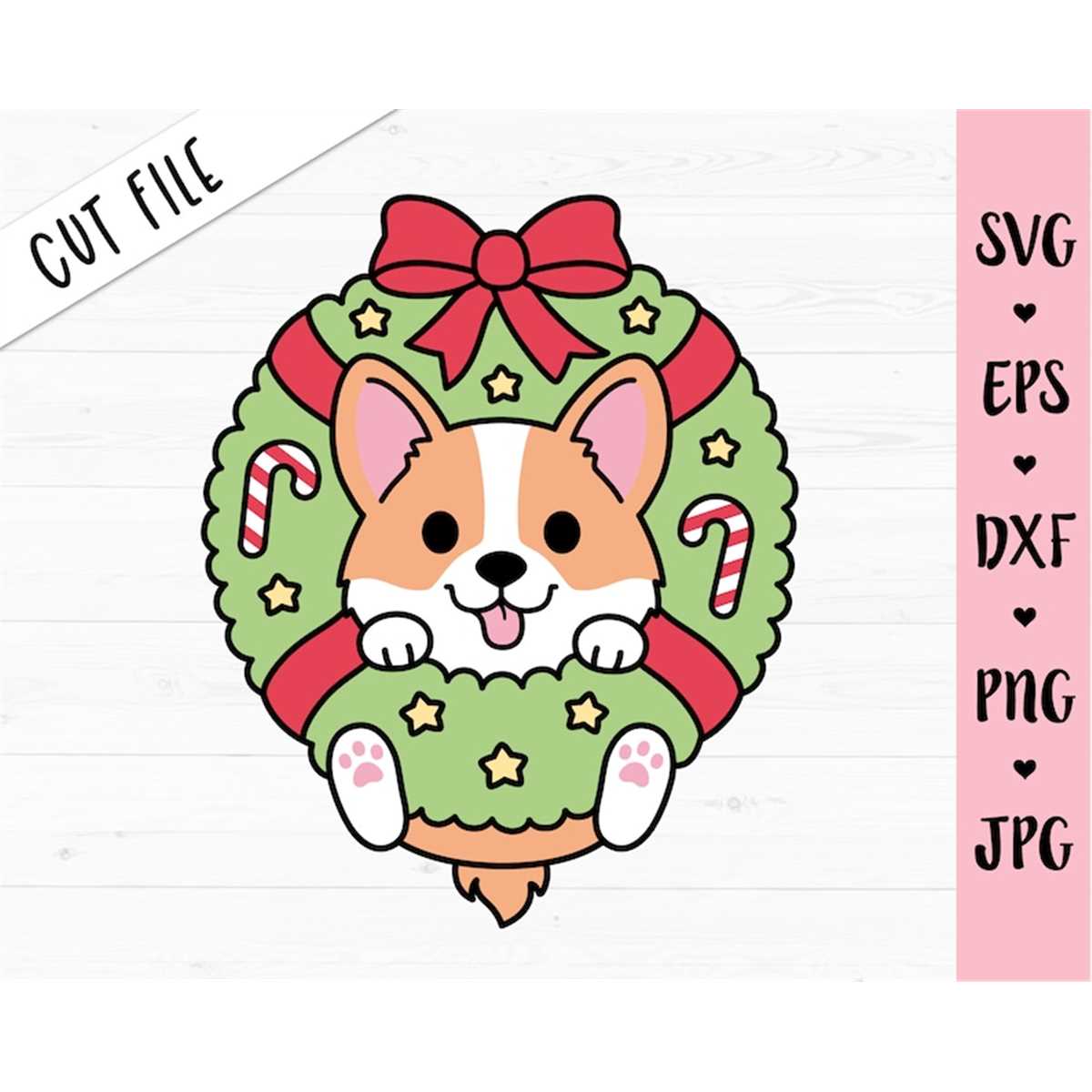 Christmas Corgi SVG Christmas wreath layered cut file Funny | Inspire ...