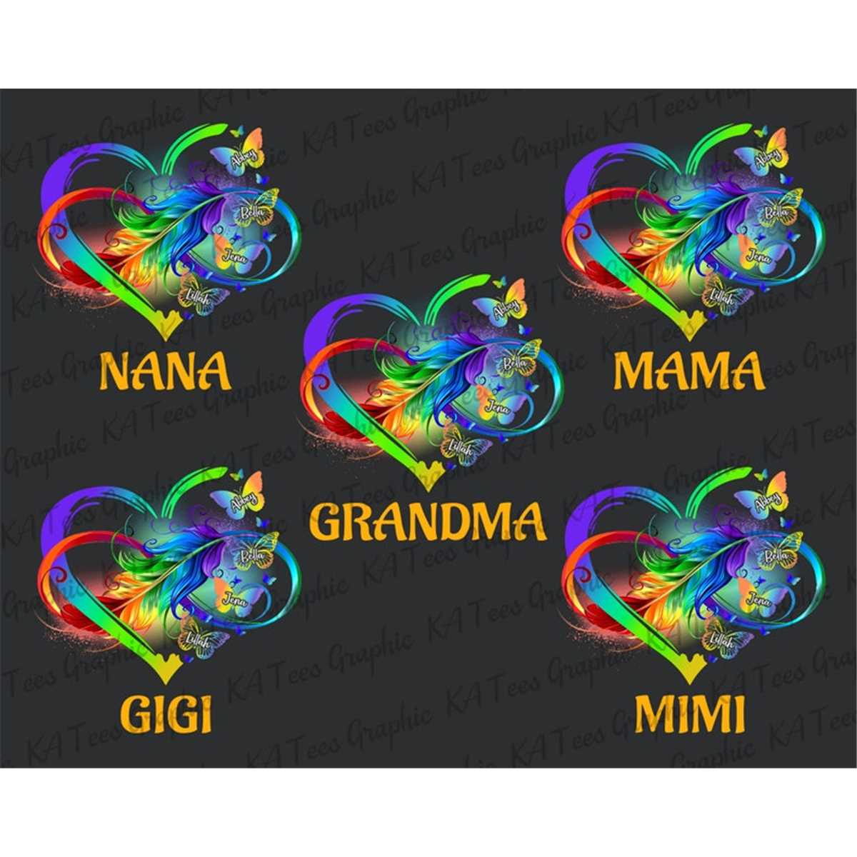 Personalized Grandma Mama Heart PNG, Infinity Hearts Custom | Inspire ...