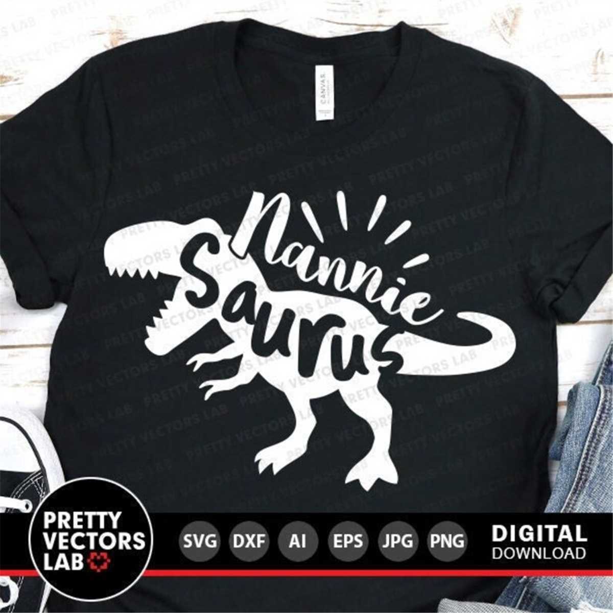 Nannie Saurus Svg, Grandma Cut Files, T-Rex Dinosaur Svg, Gr | Inspire ...