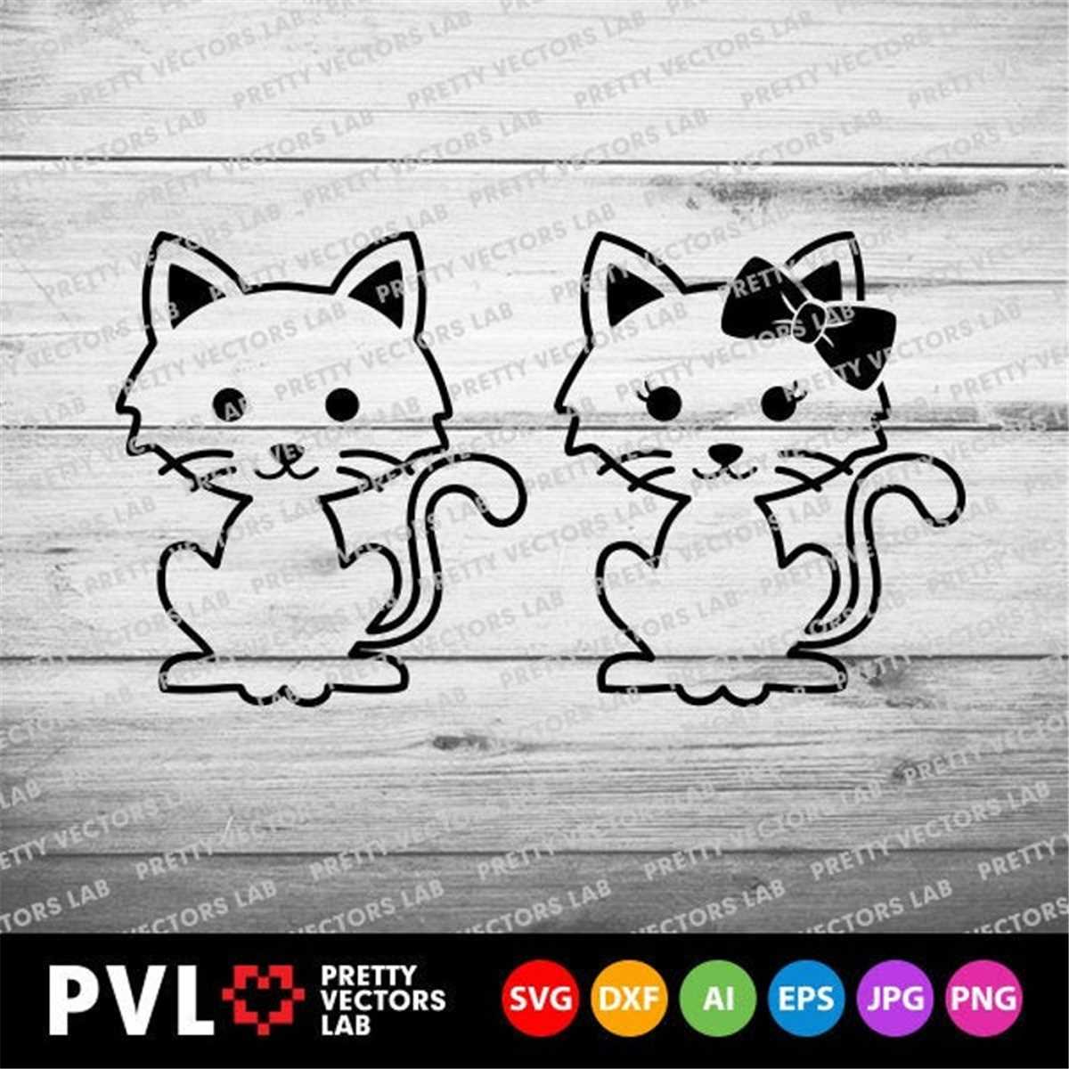 Cute Cats Svg, Cat Svg, Girl Boy Kittens Svg Dxf Eps Png, Ki | Inspire ...