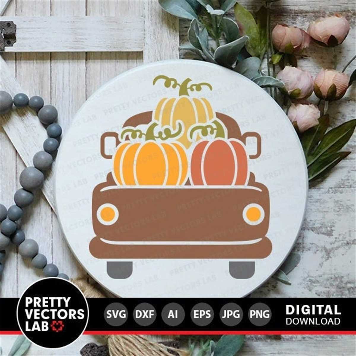 Pumpkin Truck Svg, Fall Sign Cut Files, Old Truck Back Svg D | Inspire ...