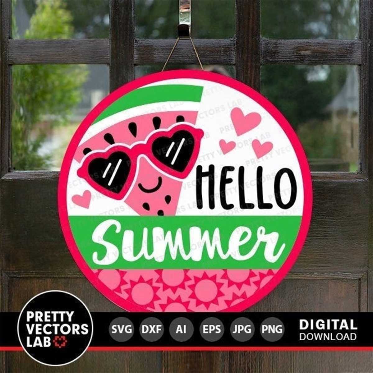 Hello Summer Svg, Watermelon Svg, Welcome Round Sign Cut Fil | Inspire ...