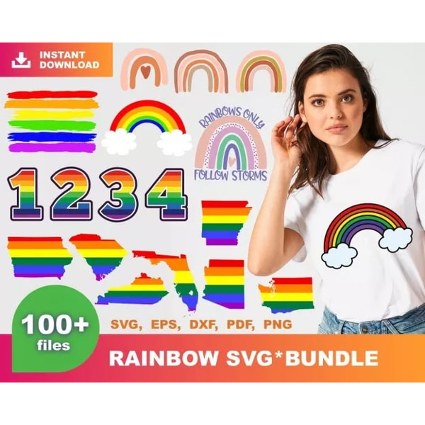 100 Rainbow SVG, Rainbow PNG, Rainbow Clipart, Boho Rainbow | Inspire ...