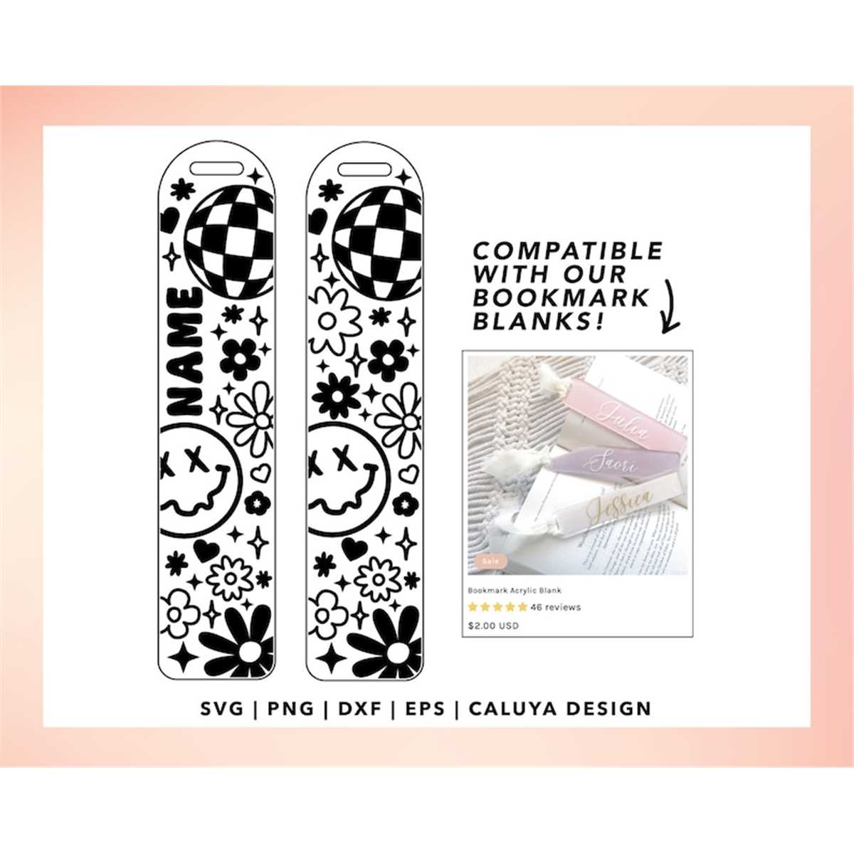 Bookmark SVG | Bookmark Template SVG | Y2K SVG | Disco Ball - Inspire ...