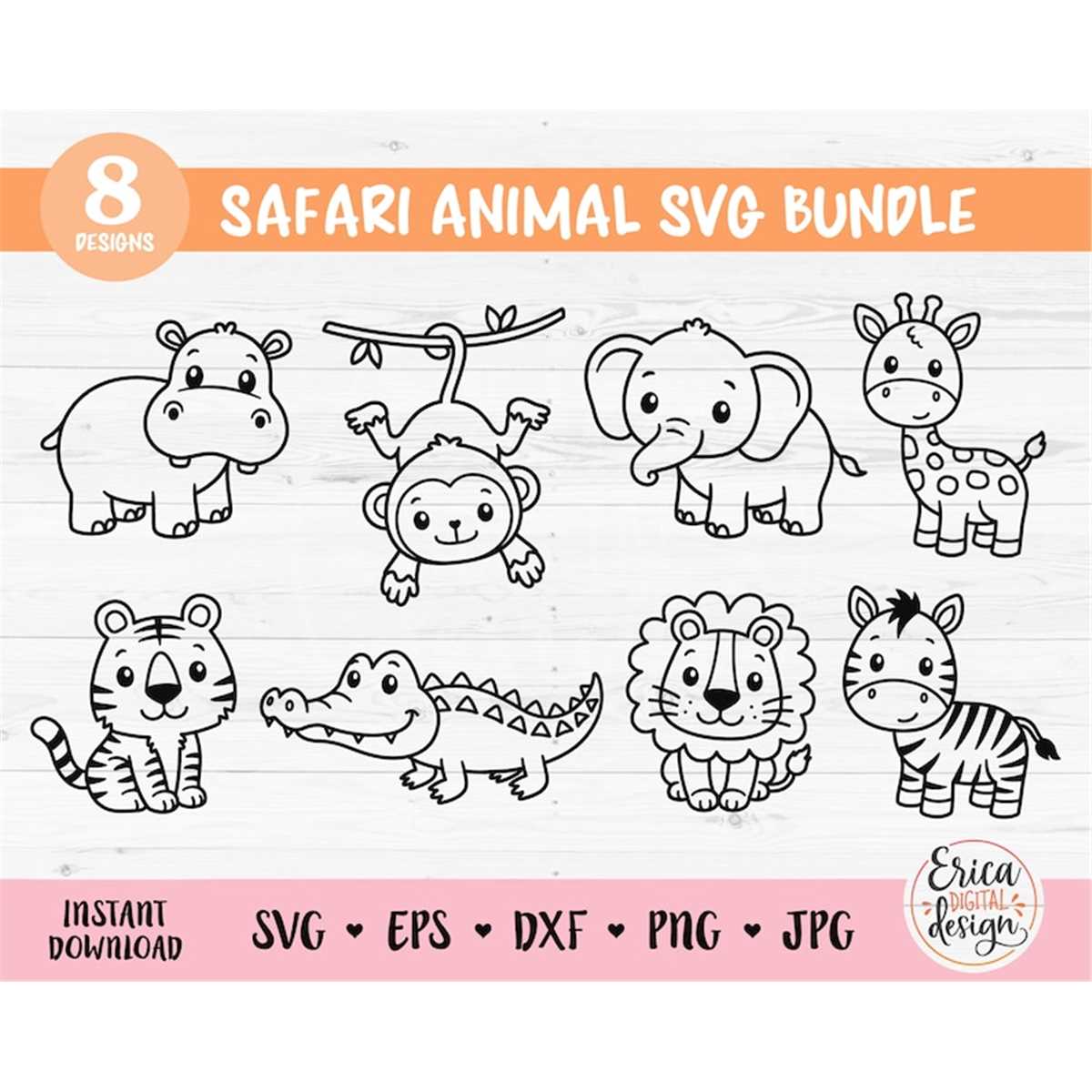 Safari animals outline SVG cut file Cricut Silhouette Cute a | Inspire ...