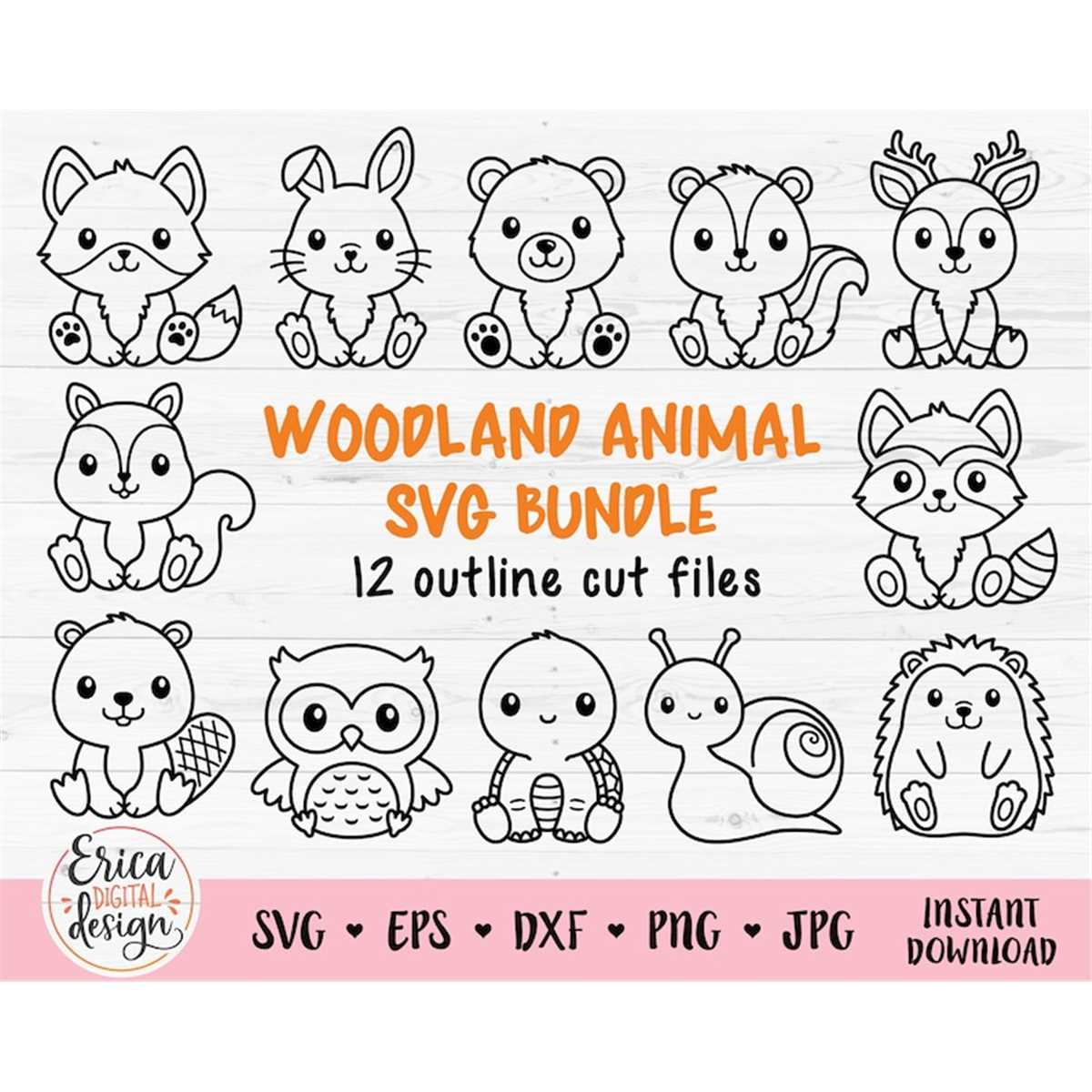 Woodland animals outline SVG cut file Cricut Silhouette Fore | Inspire ...
