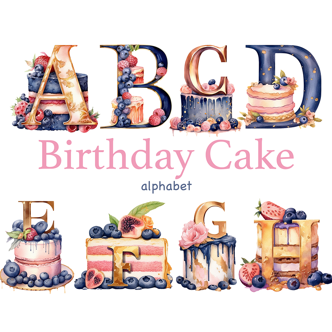 Birthday Cake Alphabet | Invitation Birthday Clipart - Inspire Uplift