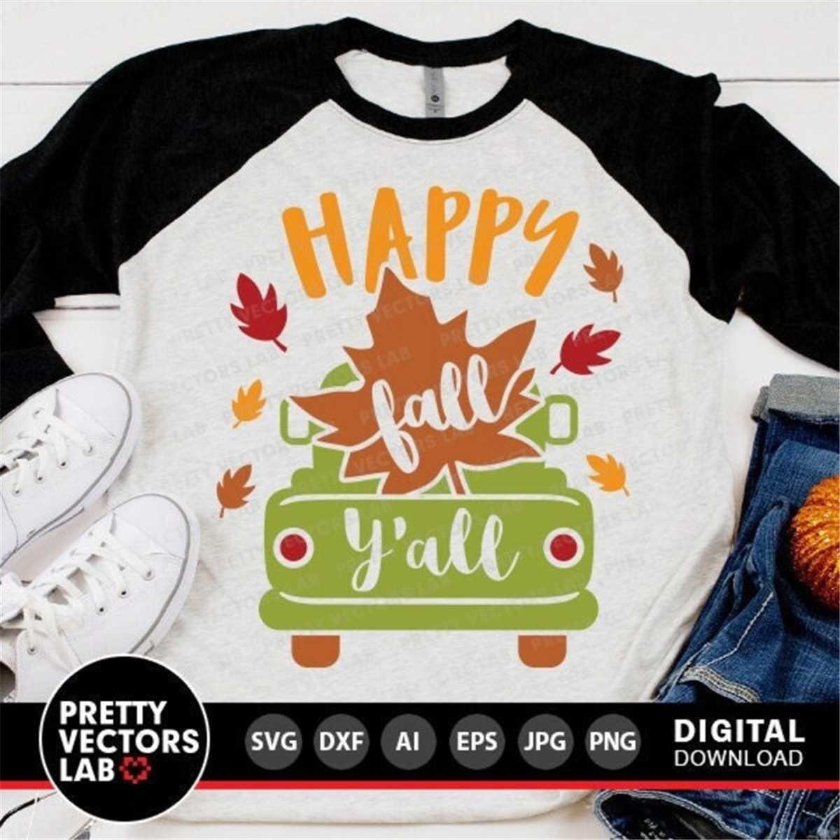 Fall Truck Svg, Happy Fall Y'All Svg, Fall Sign Cut Files, V | Inspire ...