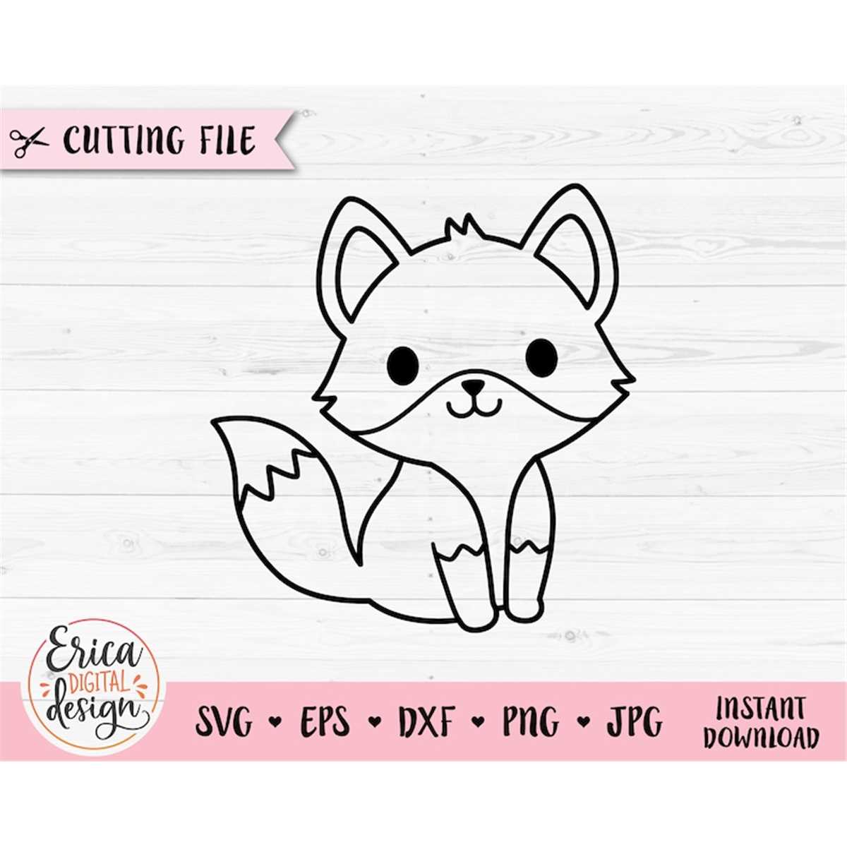 Baby fox outline SVG cut file Cute Fox Baby Shower Boy Girl | Inspire ...