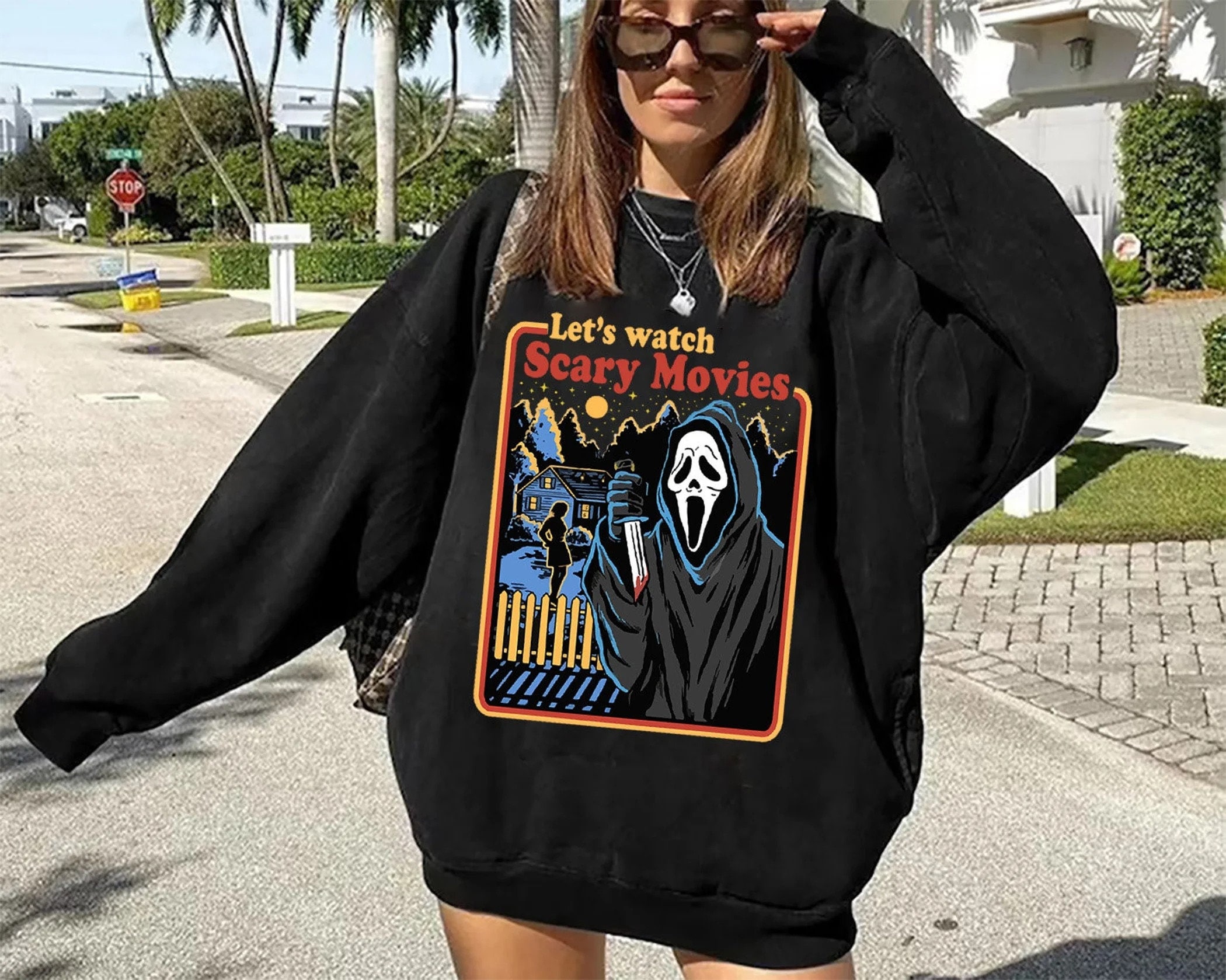 Let's Watch Scary Movie Scream, Scream Ghostface Sweatshirt, | Inspire ...