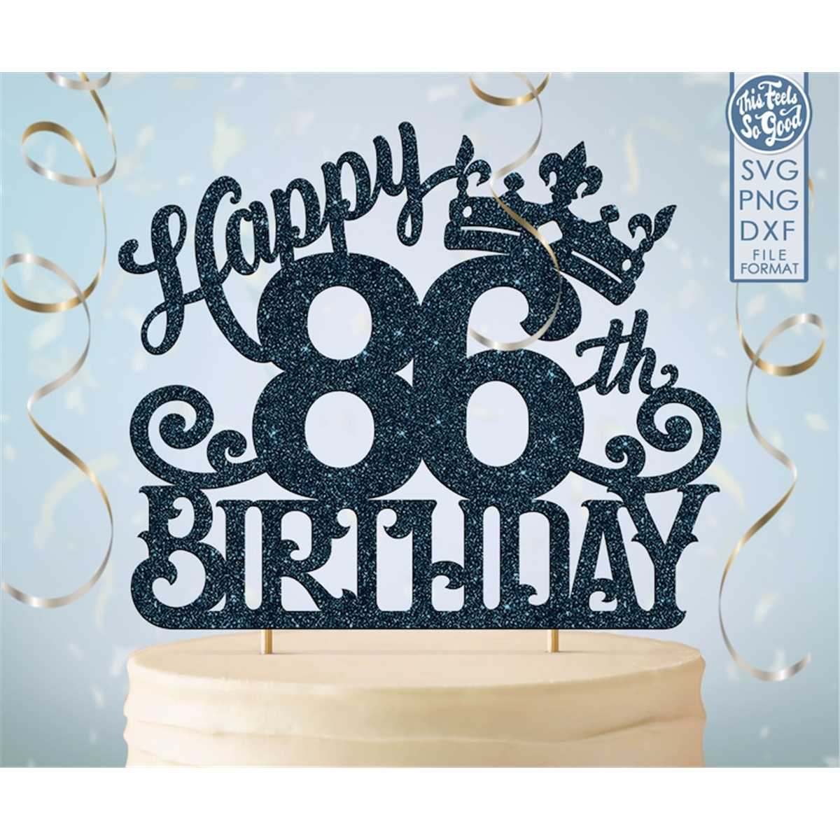 86 86th birthday cake topper svg, 86 86th happy birthday cak | Inspire ...