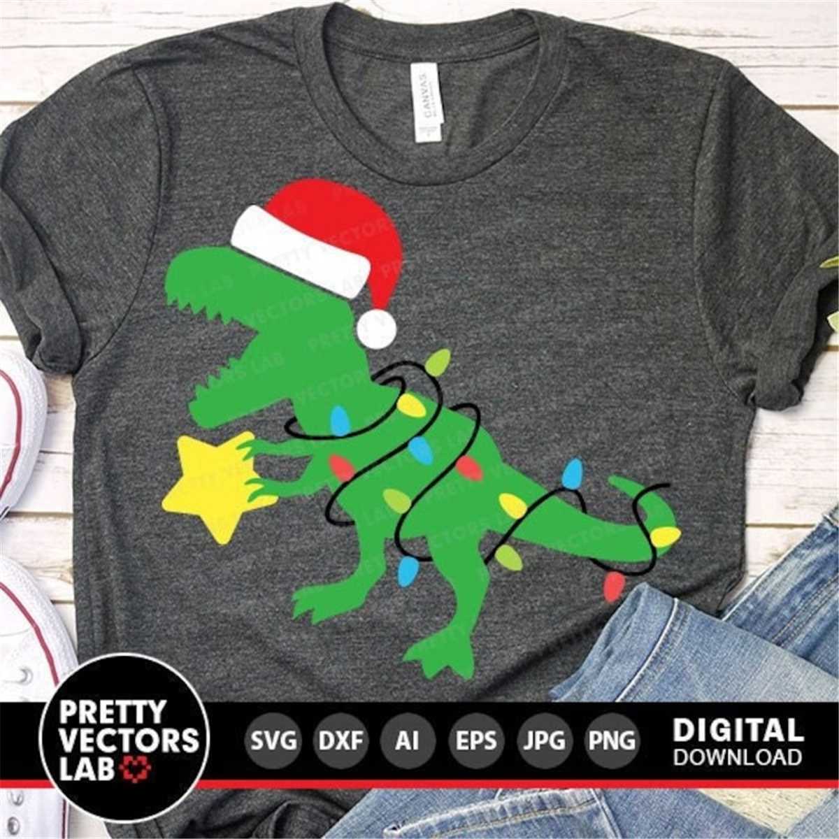 Christmas Dinosaur Svg, Santa T-Rex Svg, Holiday Dino with L | Inspire ...