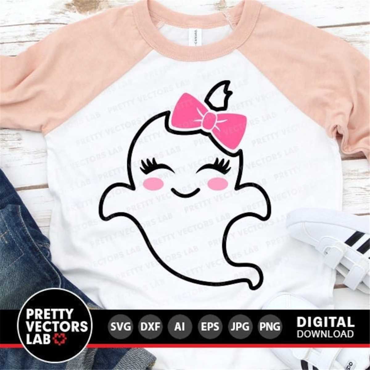 Halloween Svg, Girl Ghost Svg, Cute Ghost with Bow Svg Dxf E - Inspire ...