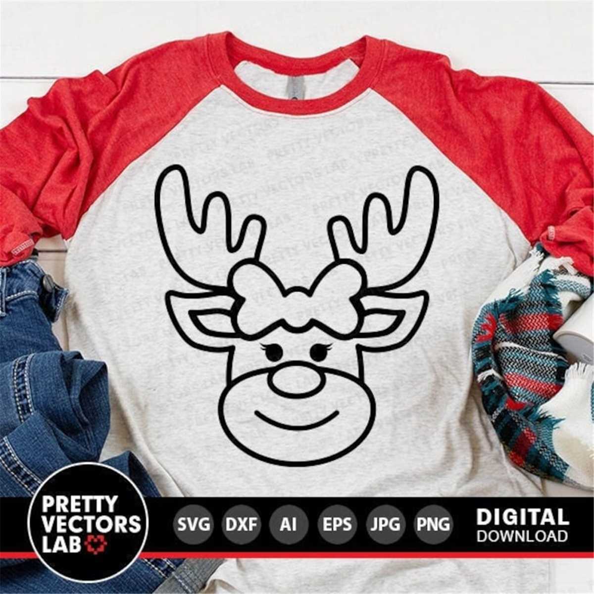 Christmas Svg, Reindeer Face Cut Files, Girl Reindeer Outlin | Inspire ...