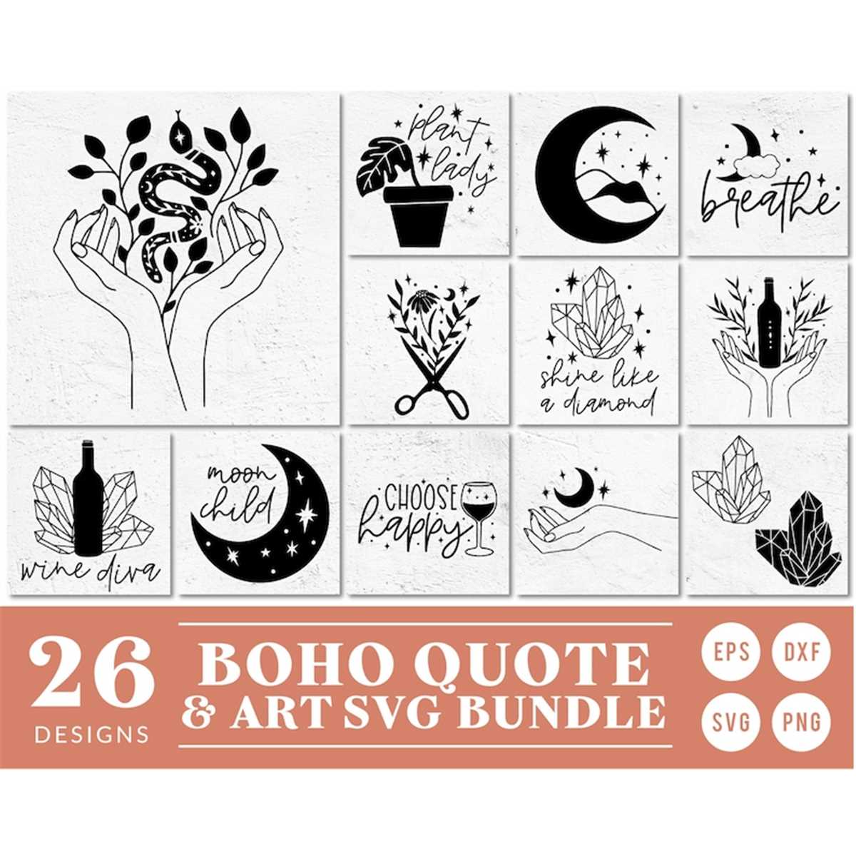 Boho Clipart SVG | Mystical Moon SVG | Mystical Snake SVG | - Inspire ...