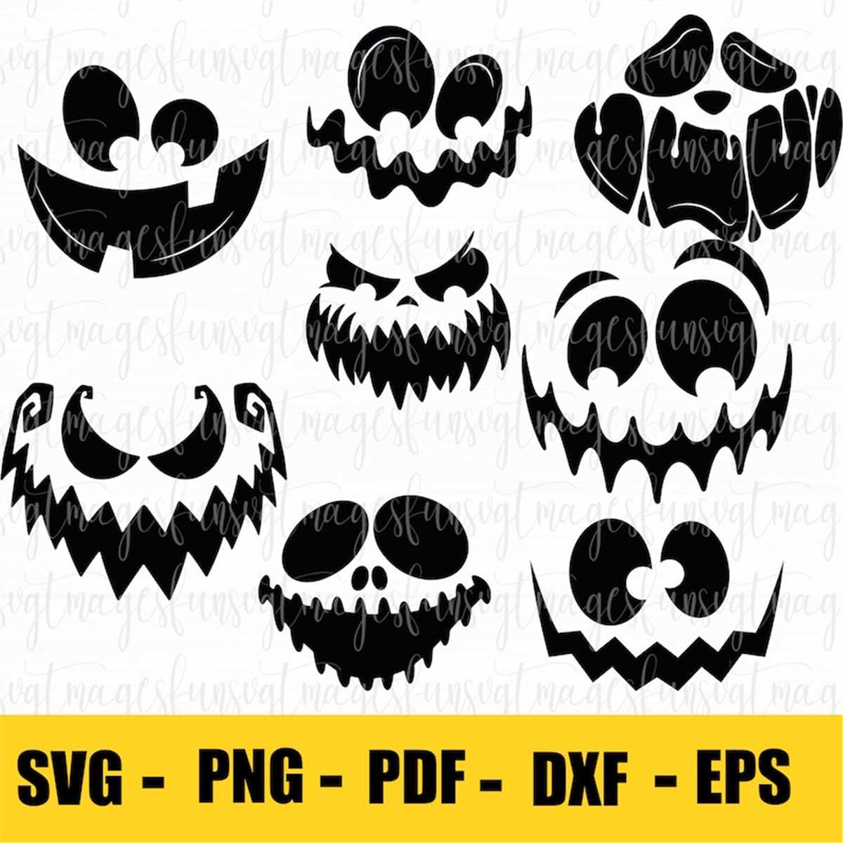 Pumpkin Faces Bundle SVG, Halloween Clipart, Jack-o' Lantern | Inspire ...
