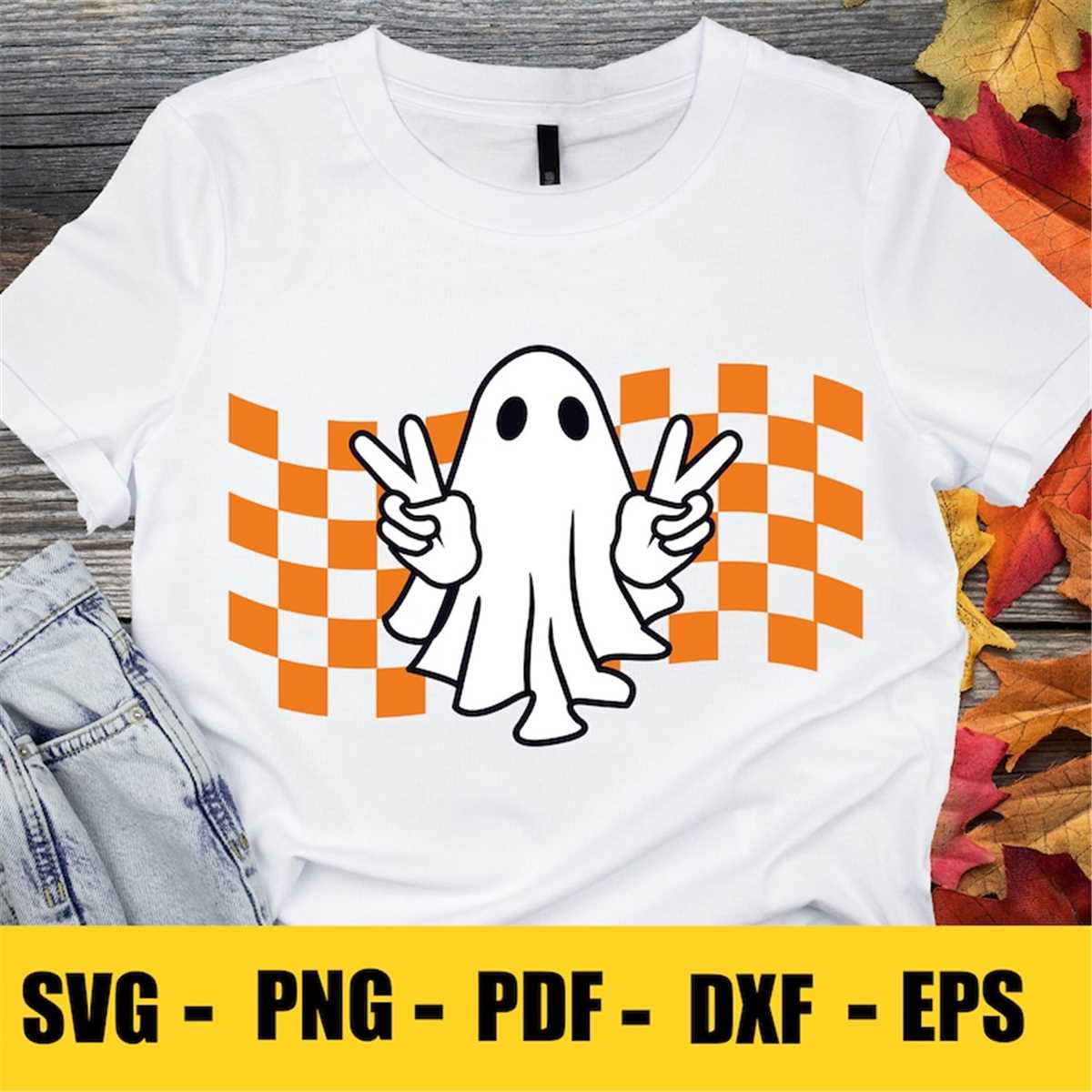 Checkered Peace Ghost SVG, Halloween Svg, Cute Ghost, Spooky | Inspire ...