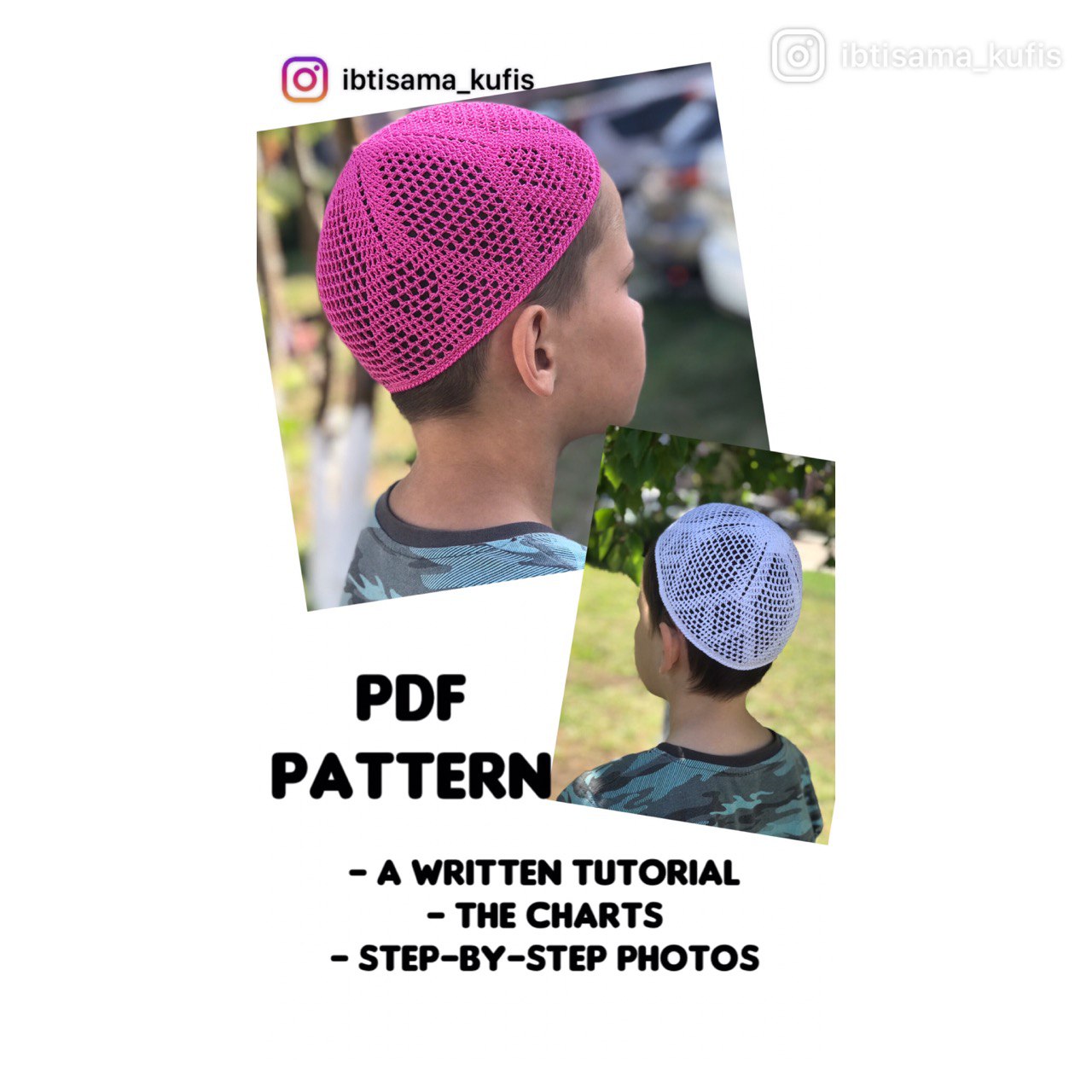 Crochet islamic kufi cap PDF printable pattern | Inspire Uplift