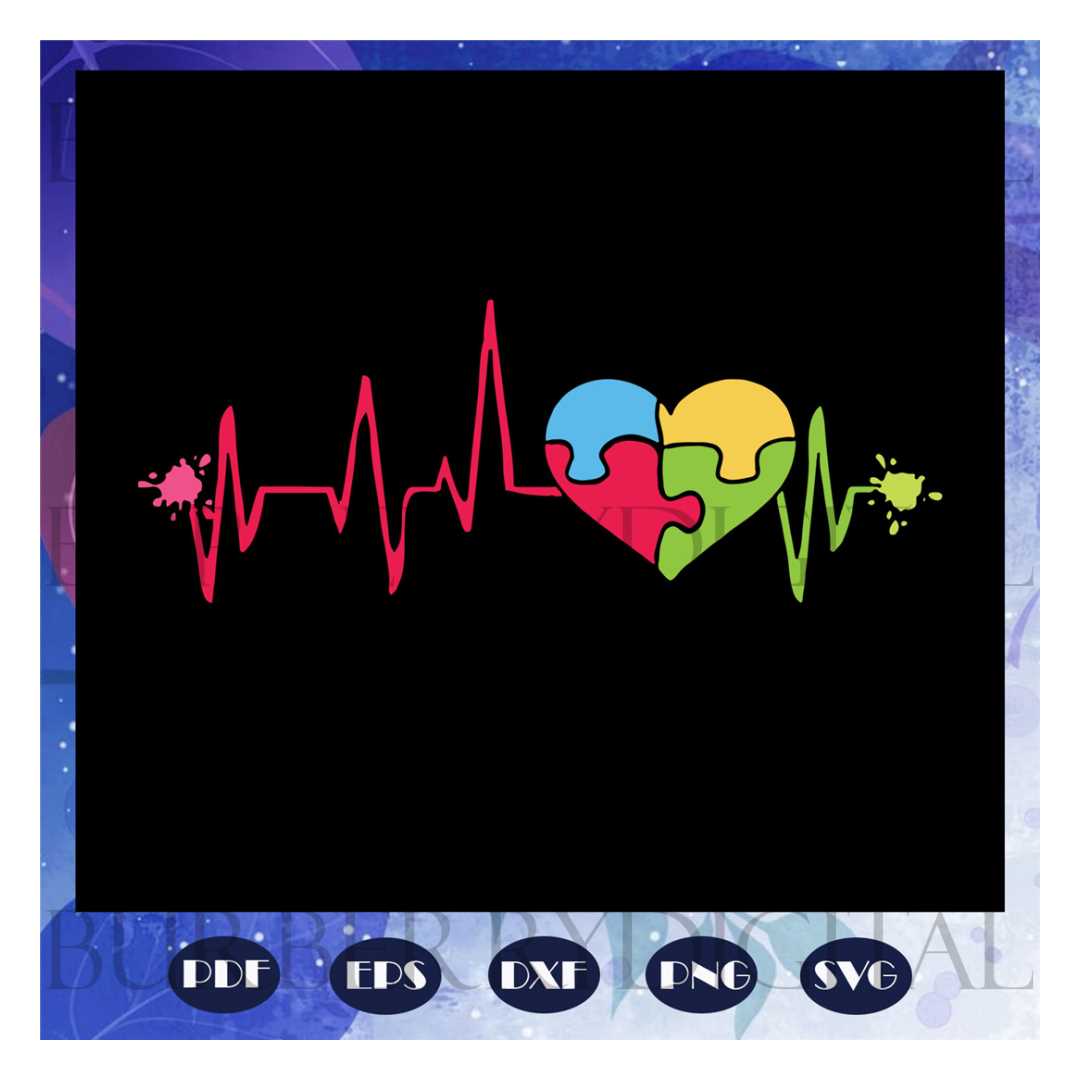 Autism heartbeat, Jigsaw Heart svg, autism awareness, heartb - Inspire ...