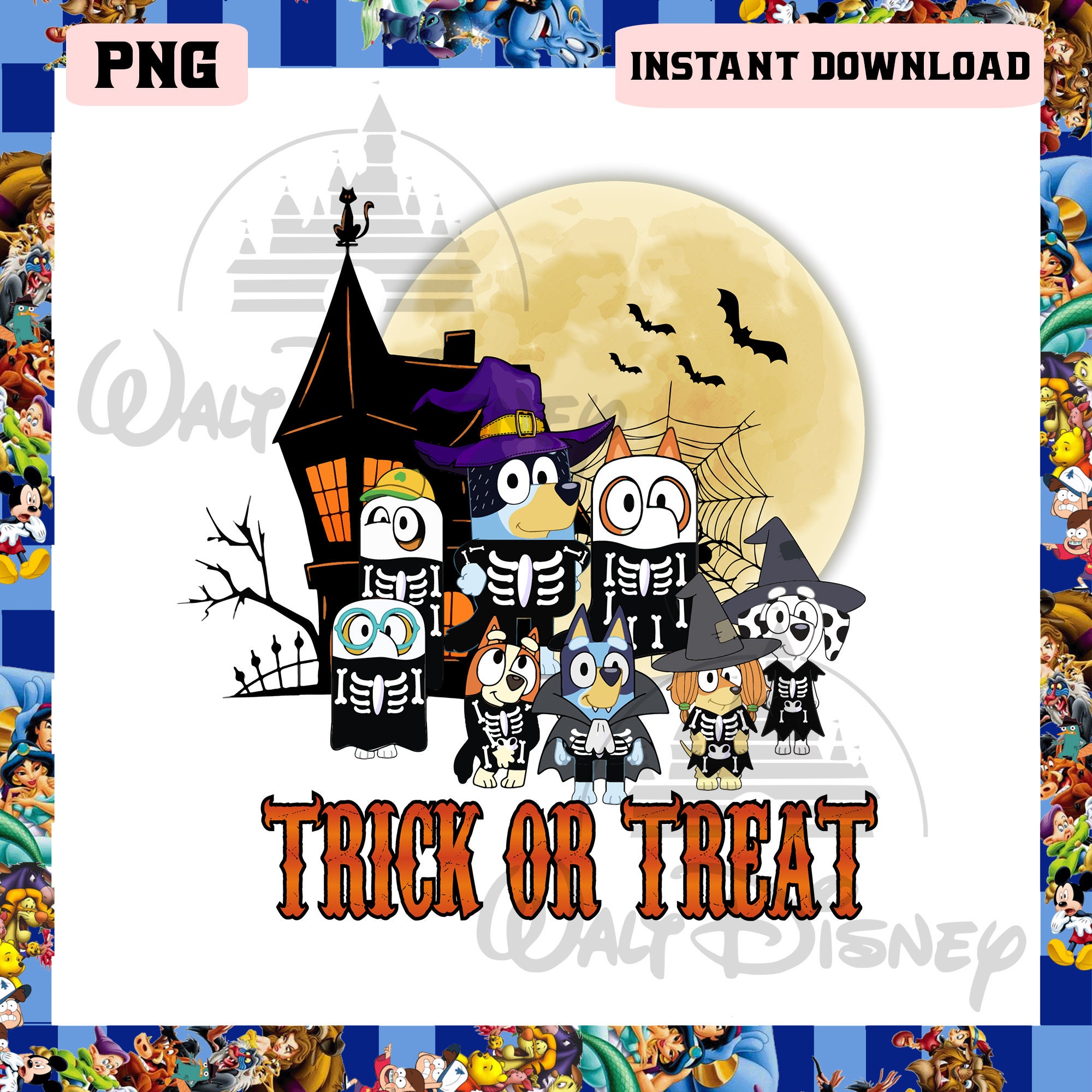Bluey And Friends Skeleton Halloween Png, Bluey Bingo Trick | Inspire ...