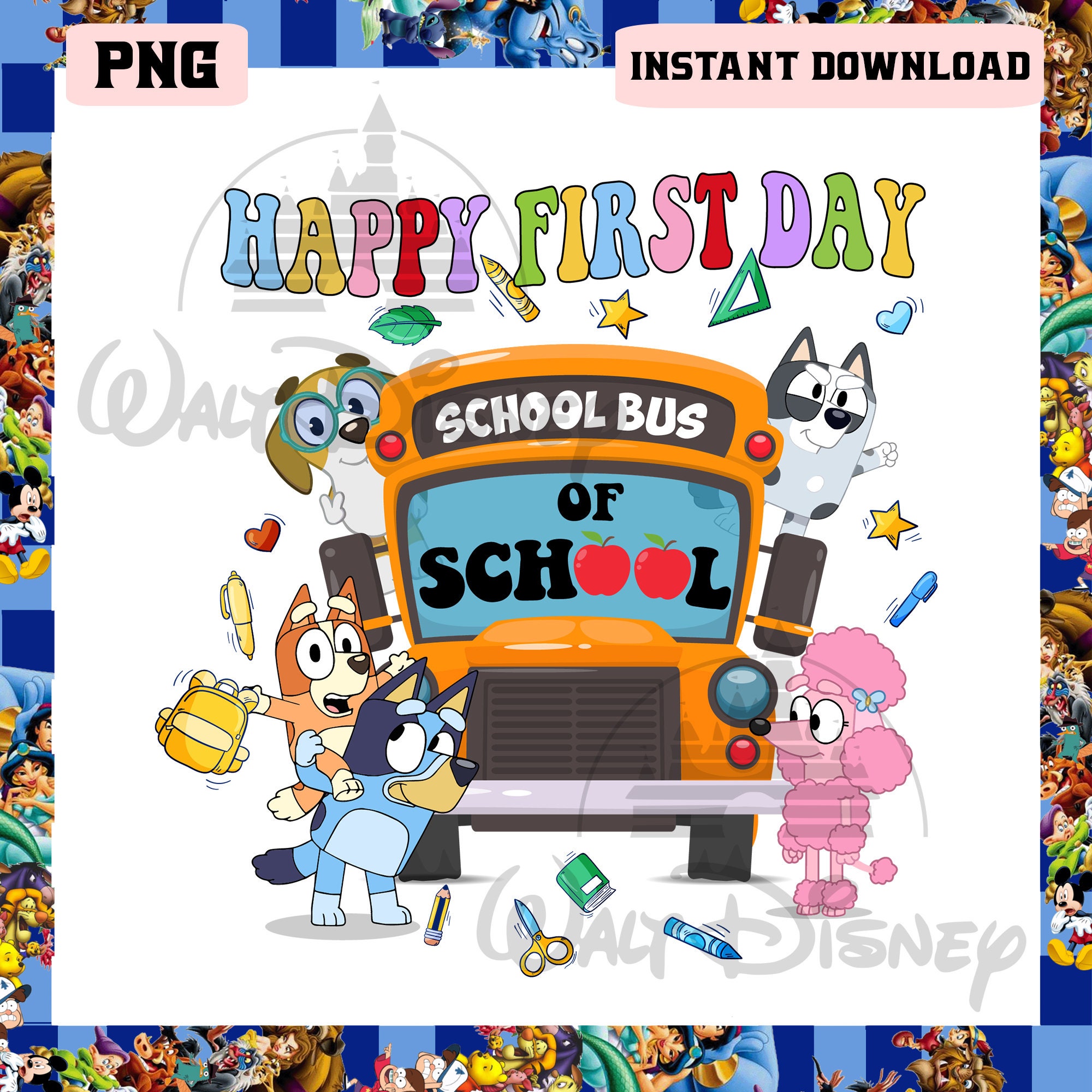 Bluey Happy First Day In School Png, Bluey School Bus Png, B | Inspire ...