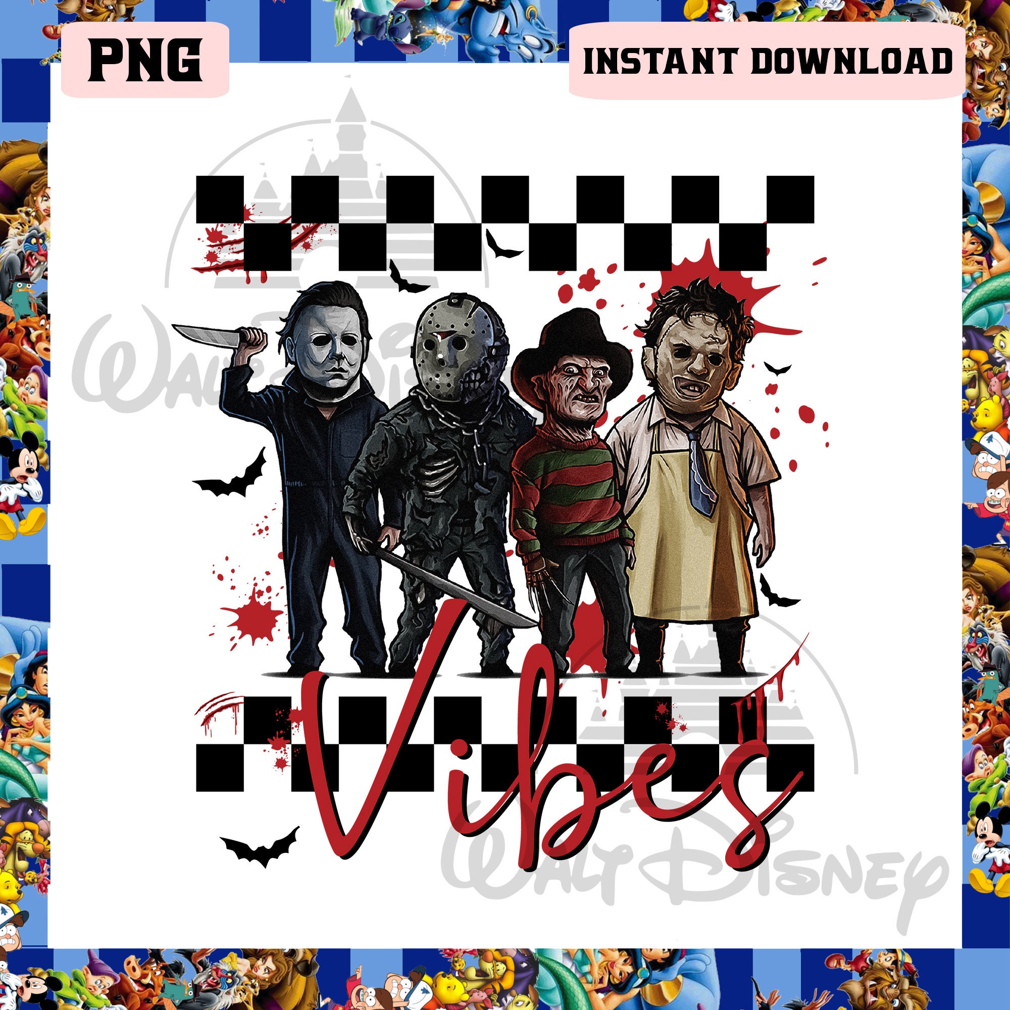 Retro Horror Characters Halloween Vibes Png, Scary Squad Png | Inspire ...