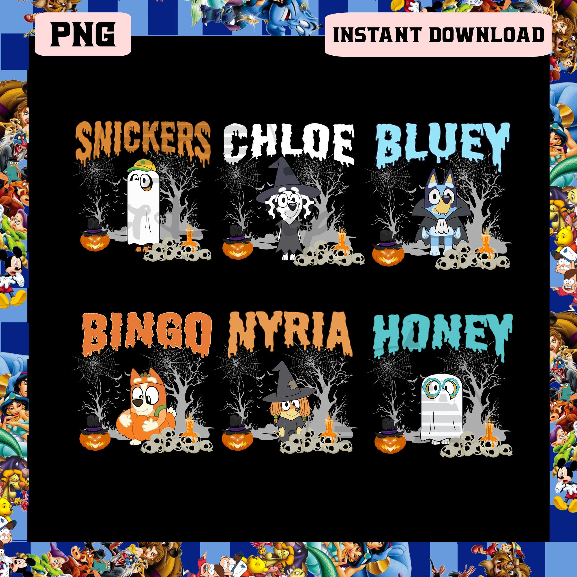 Bundle Bluey And Friends Halloween Png, Bluey Funny Hallowee | Inspire ...