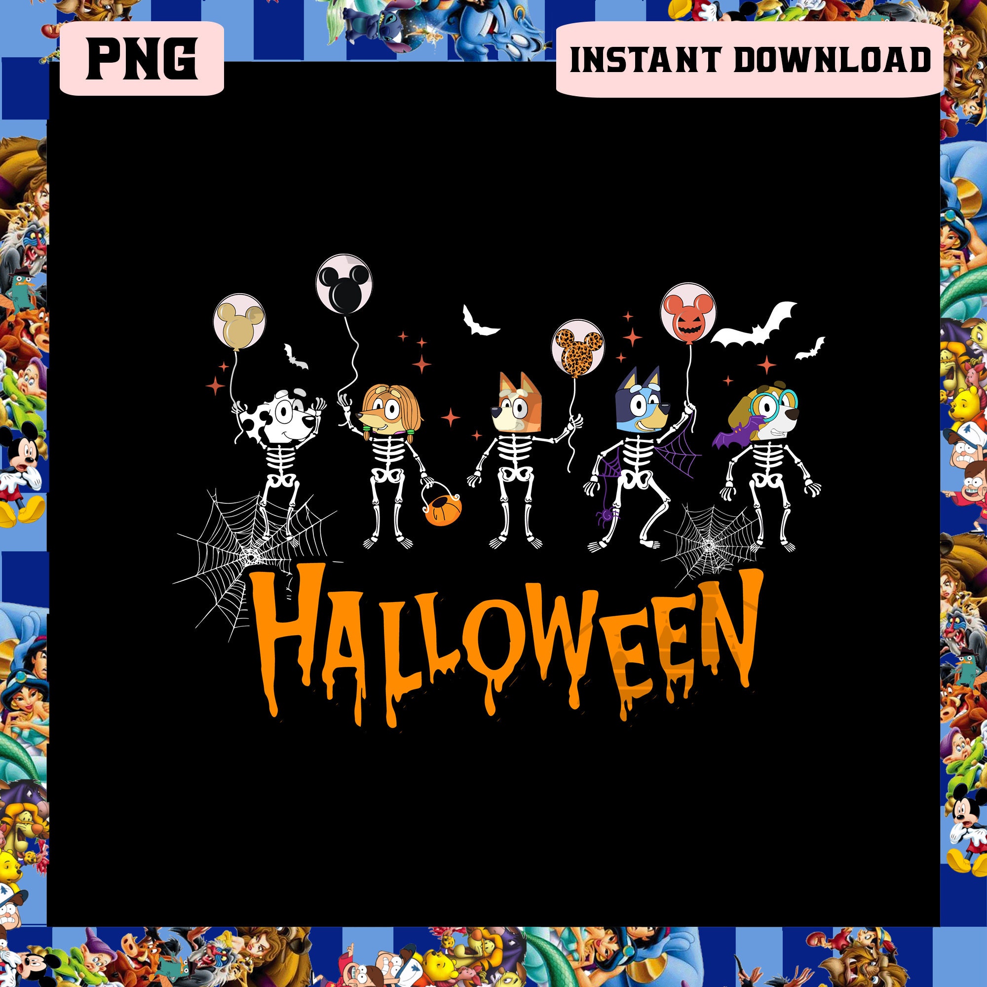 Bluey And Friends Skeleton Halloween Png, Bluey Happy Hallow - Inspire ...