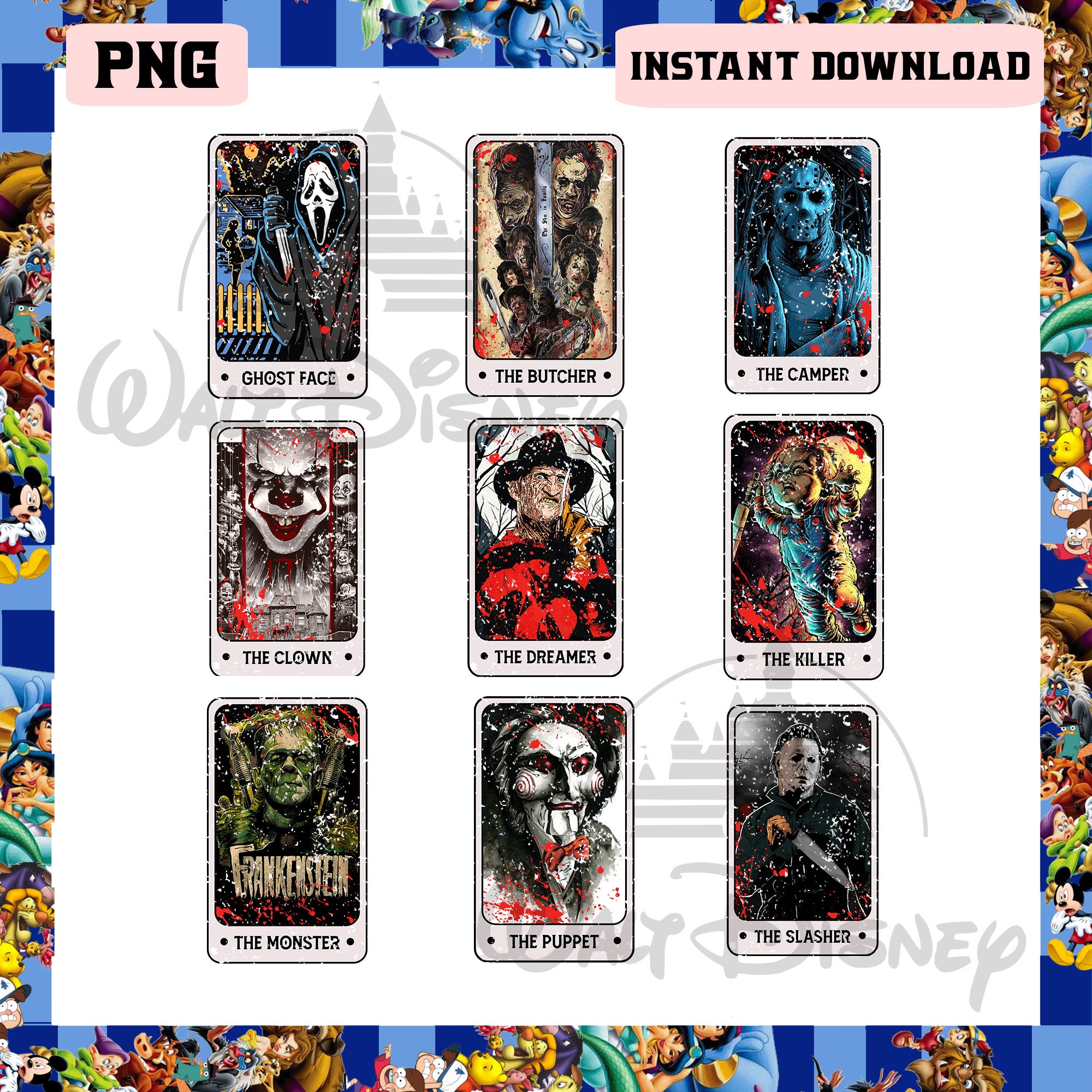Bundle Horror Character Tarot Card Png, Halloween Movie Kill | Inspire ...
