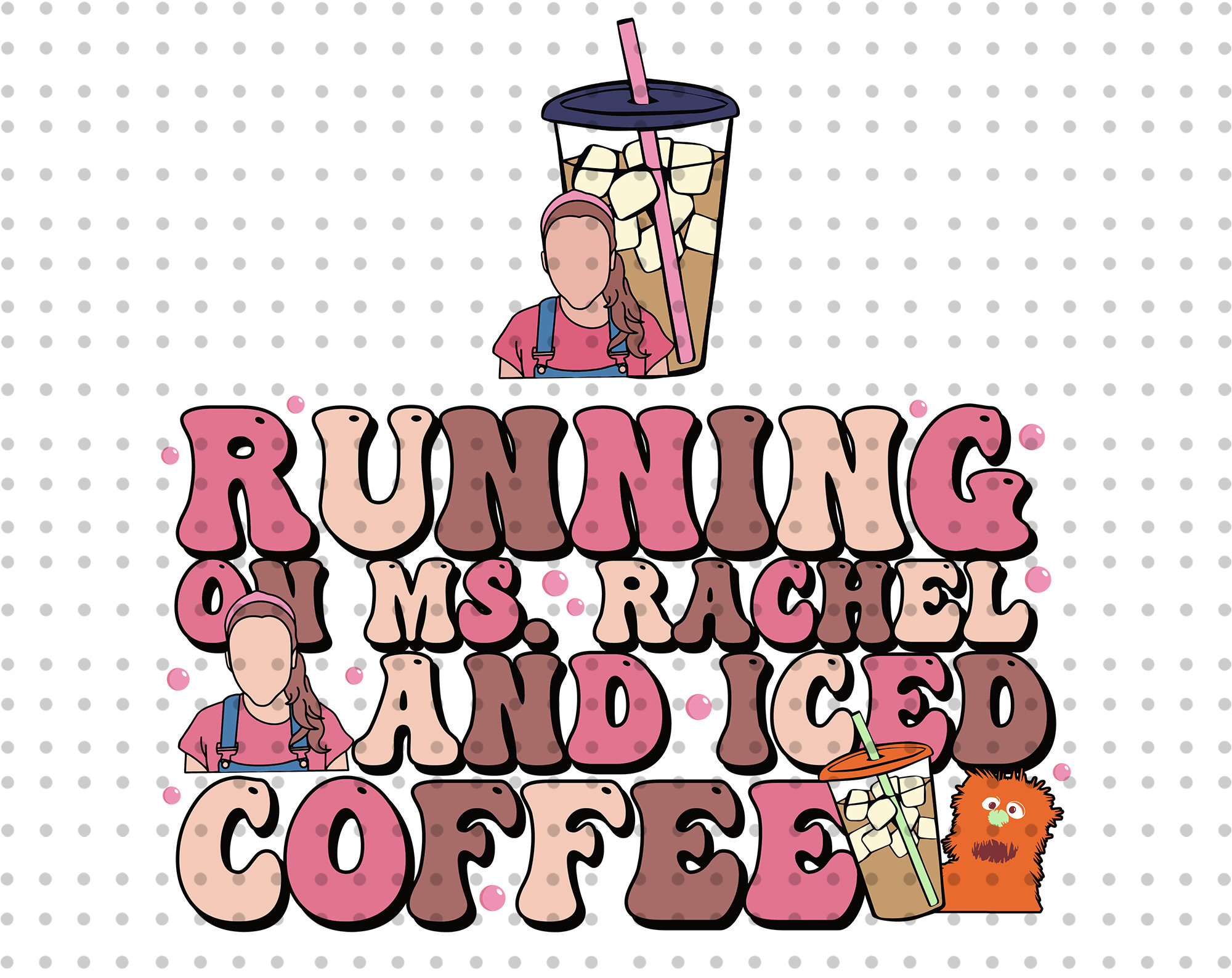Running On And Iced Coffee SVG, Coffee Mom Svg, Retro Wavy T - Inspire ...