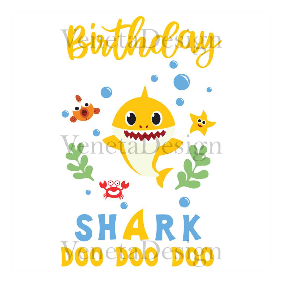 Yellow Birthday Baby Shark Doo Doo Doo Svg, Birthday Svg, Bi | Inspire ...