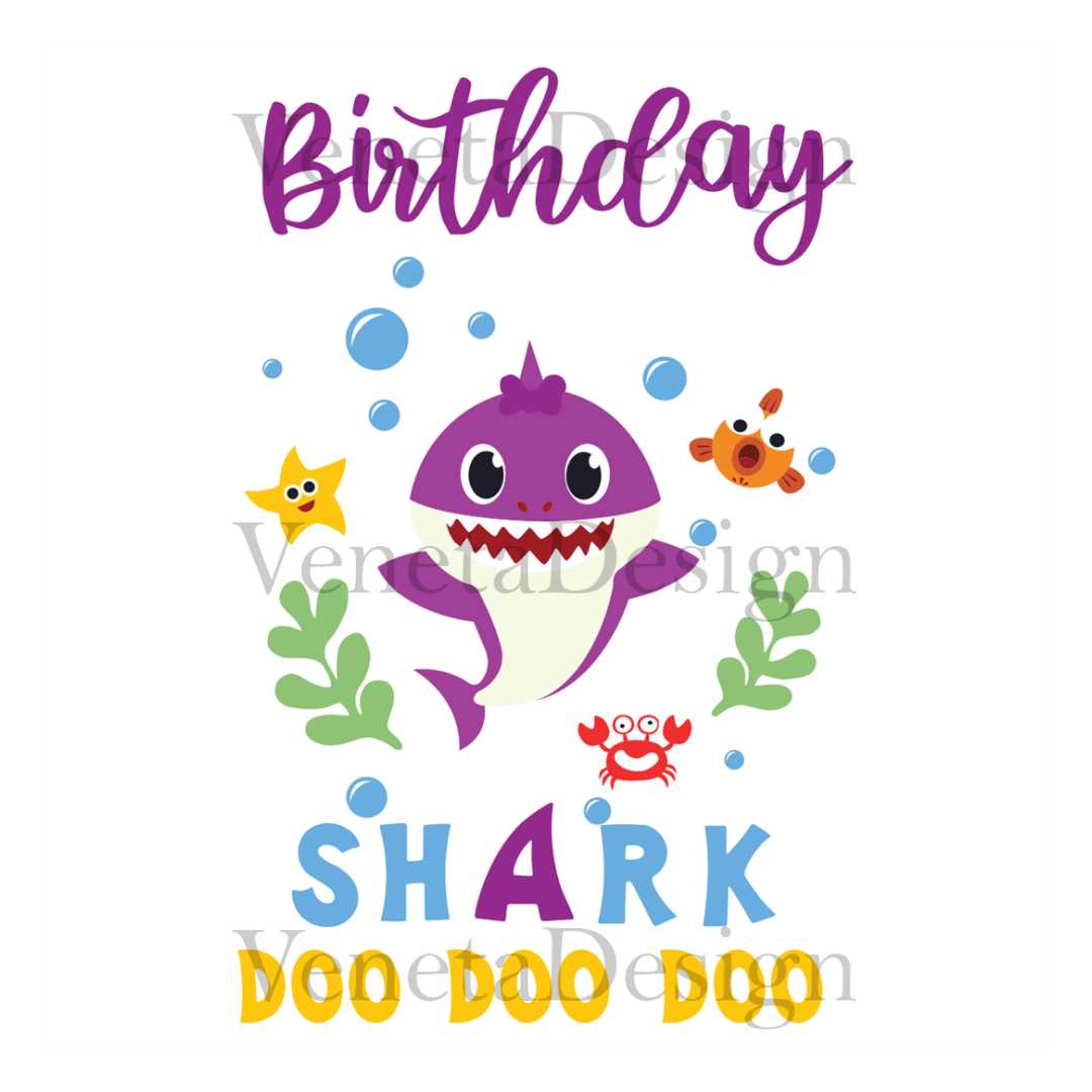 Purple Birthday Baby Shark Doo Doo Doo Svg, Birthday Svg, Bi | Inspire ...