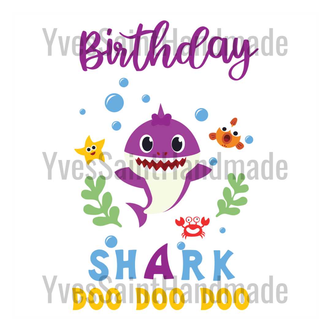 Purple Birthday Baby Shark Doo Doo Doo Svg, Birthday Svg, Bi | Inspire ...