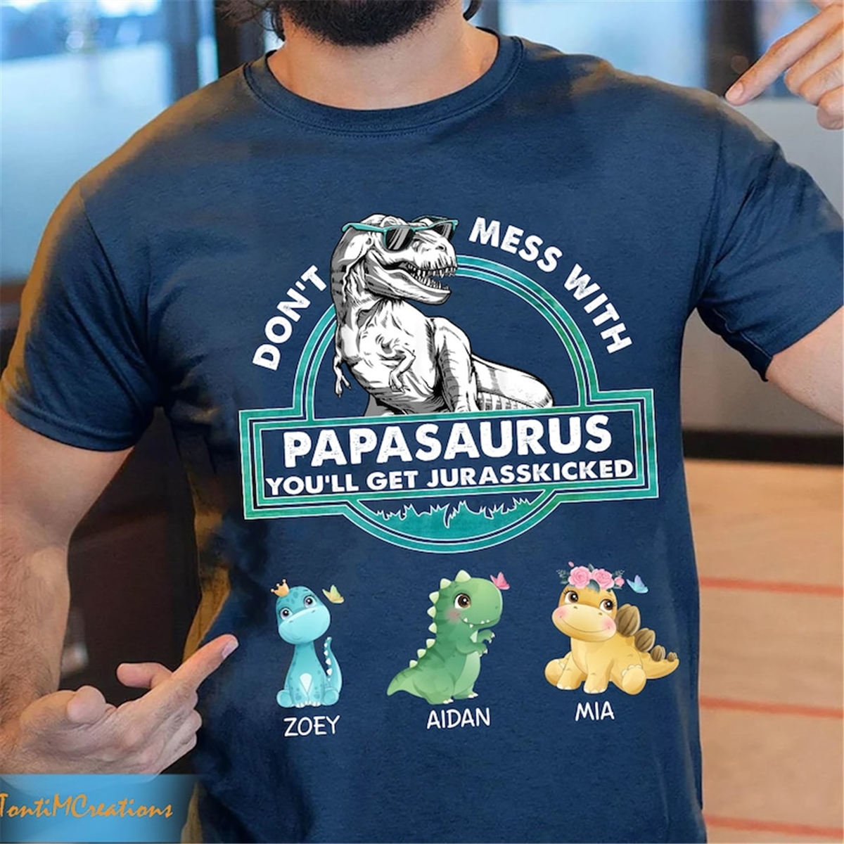 Personalized Dont Mess With Papasaurus Daddysaurus Shirt, F - Inspire ...