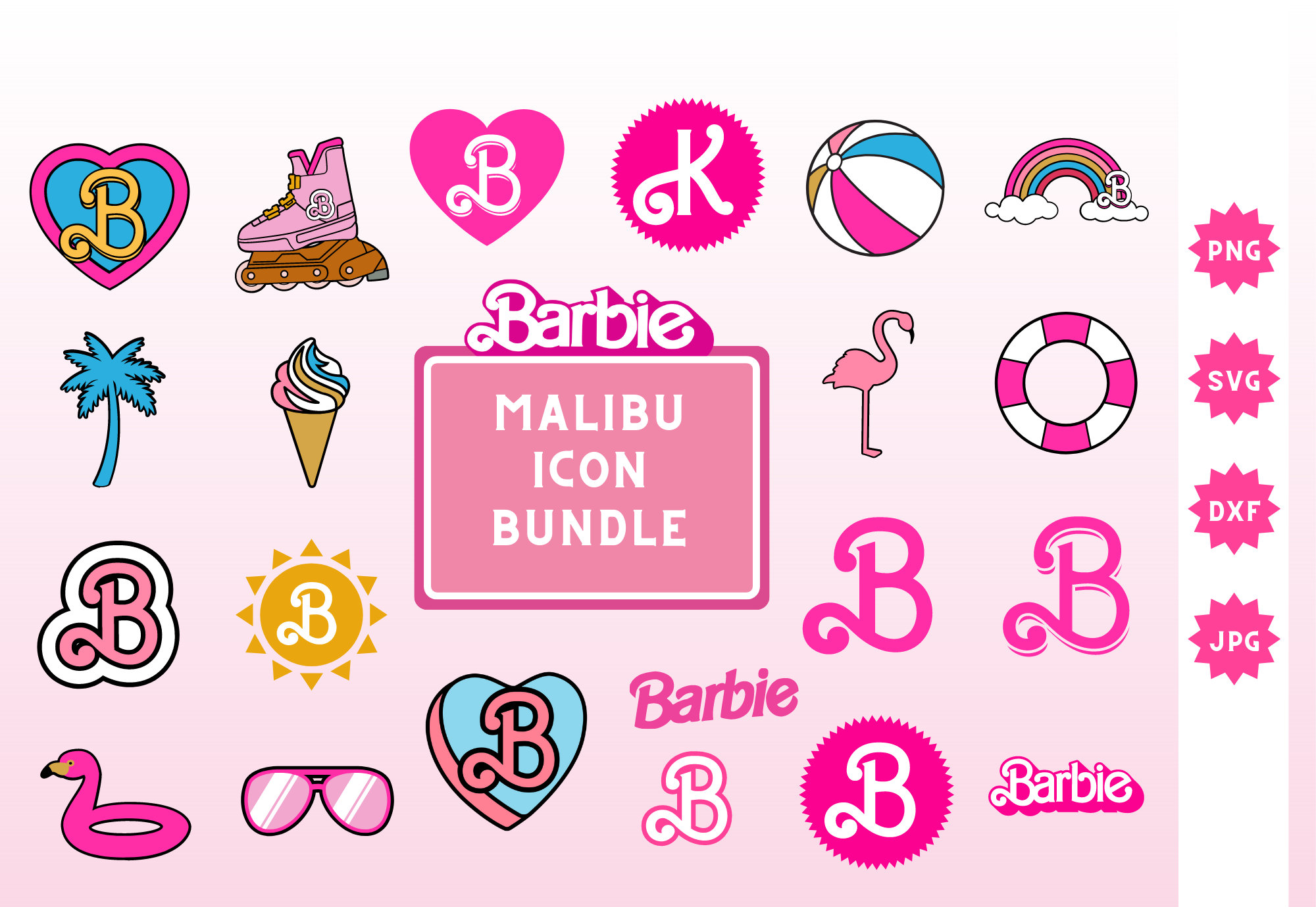 Malibu barbi svg Barbi Icons Bundle Logo Silhouette Pink, S - Inspire ...