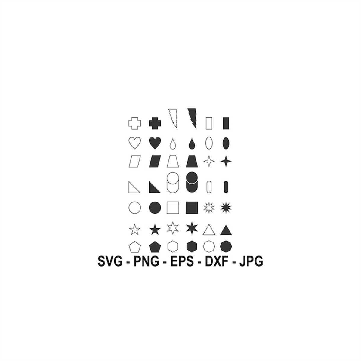 Basic geometric shapes svg,Instant,Dark silhouette,Instant D | Inspire ...