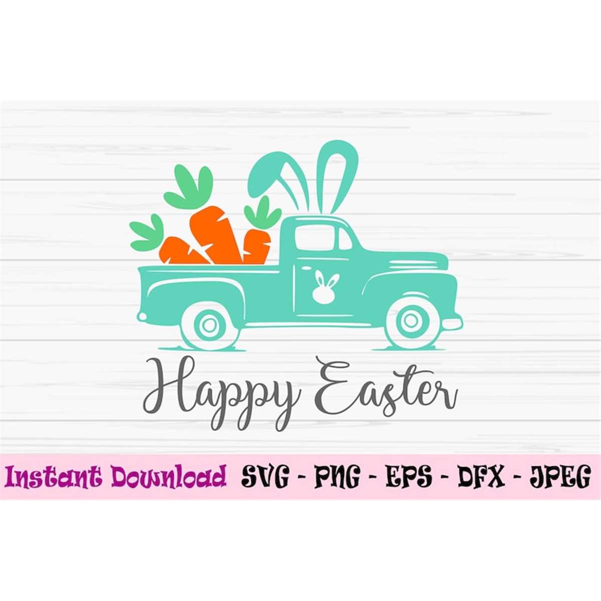 happy easter truck svg, truck with carrot svg, vintage truck | Inspire ...