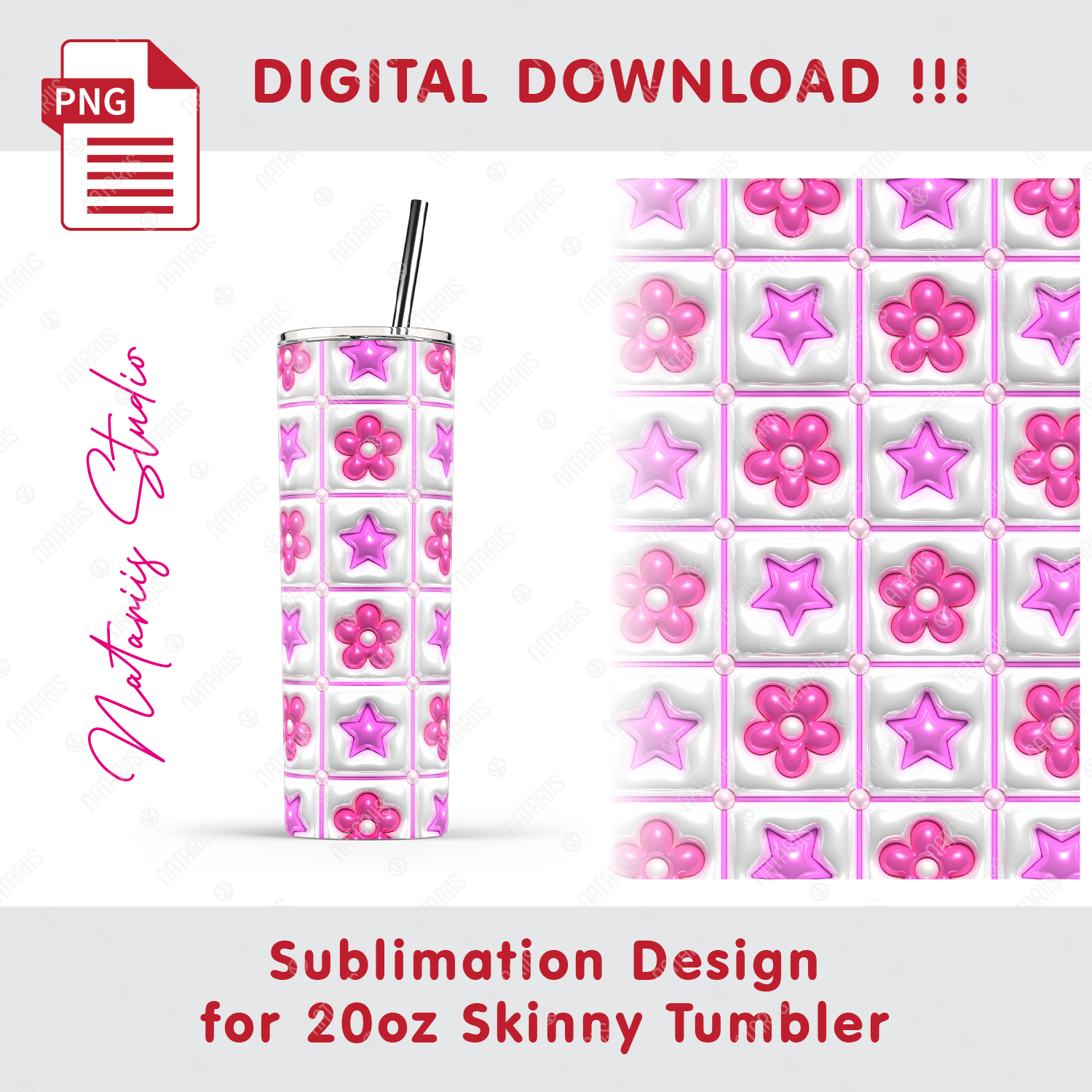 Pink 3D Inflated Puff Barbie Style Sublimation 20oz Tumbler - Inspire ...