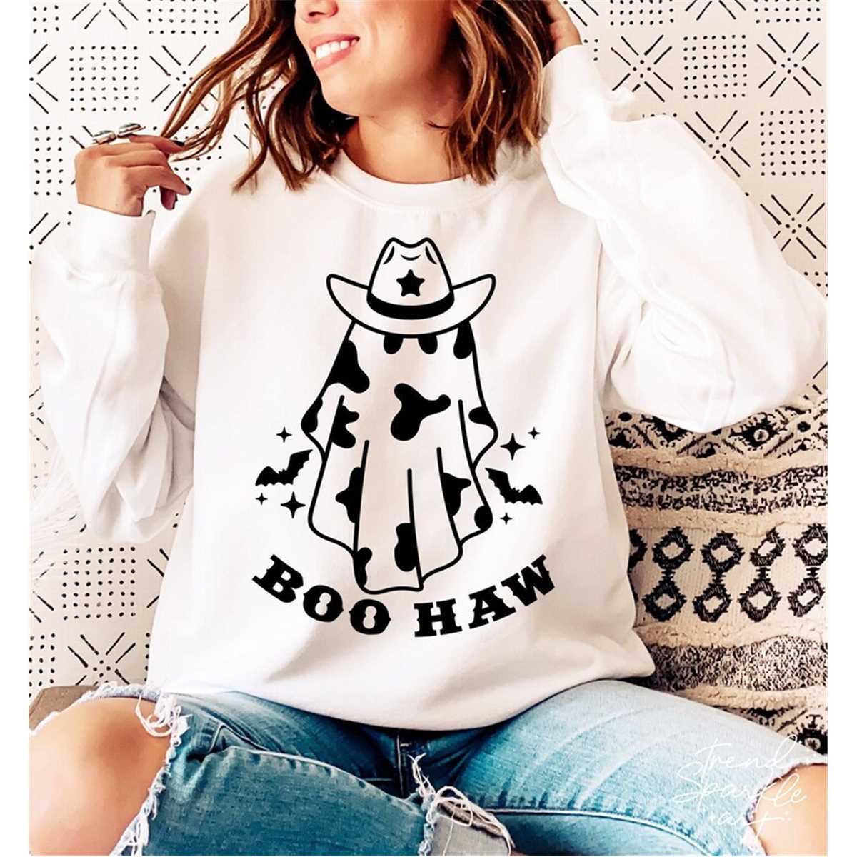 Cowboy Ghost Boo Haw SVG, PNG, Boo Haw Svg, Funny Halloween | Inspire ...