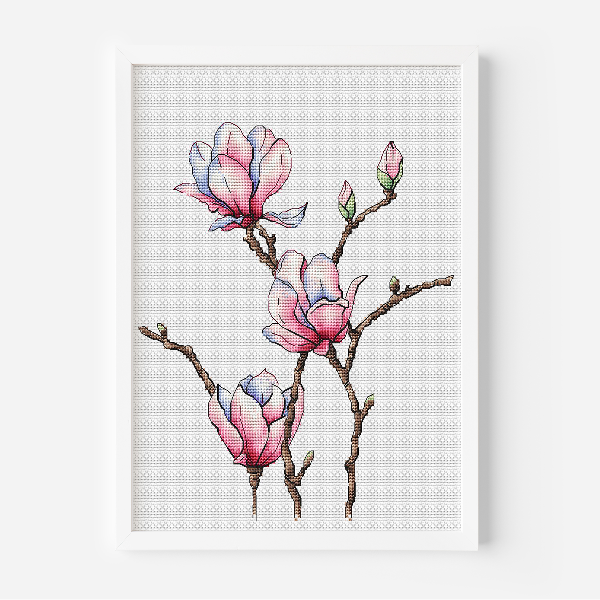 Magnolia Cross Stitch Pattern, Delicate Flower Design, Tende | Inspire ...