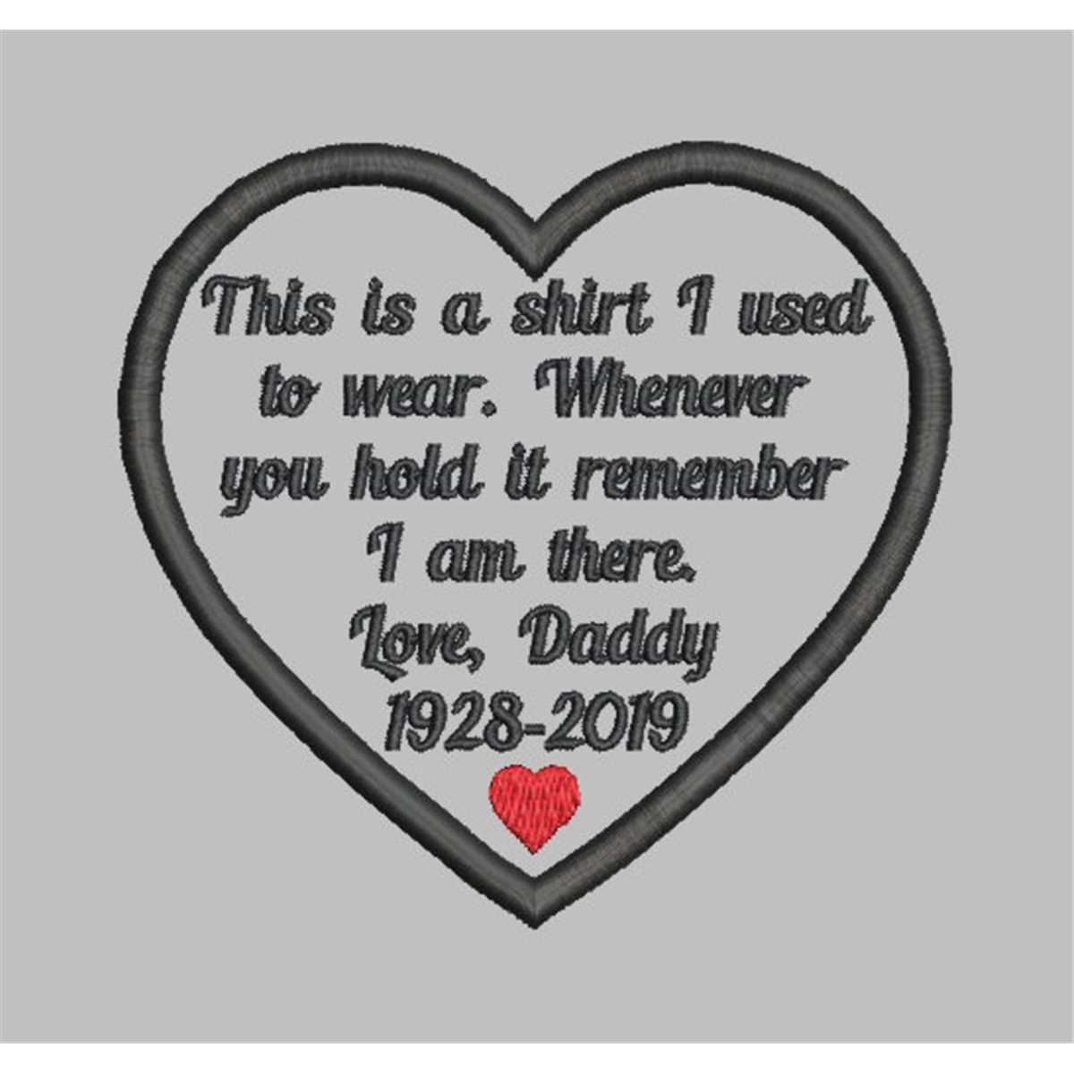 3.5' Heart Memory Patch Applique-This is a Shirt-Daddy with | Inspire ...