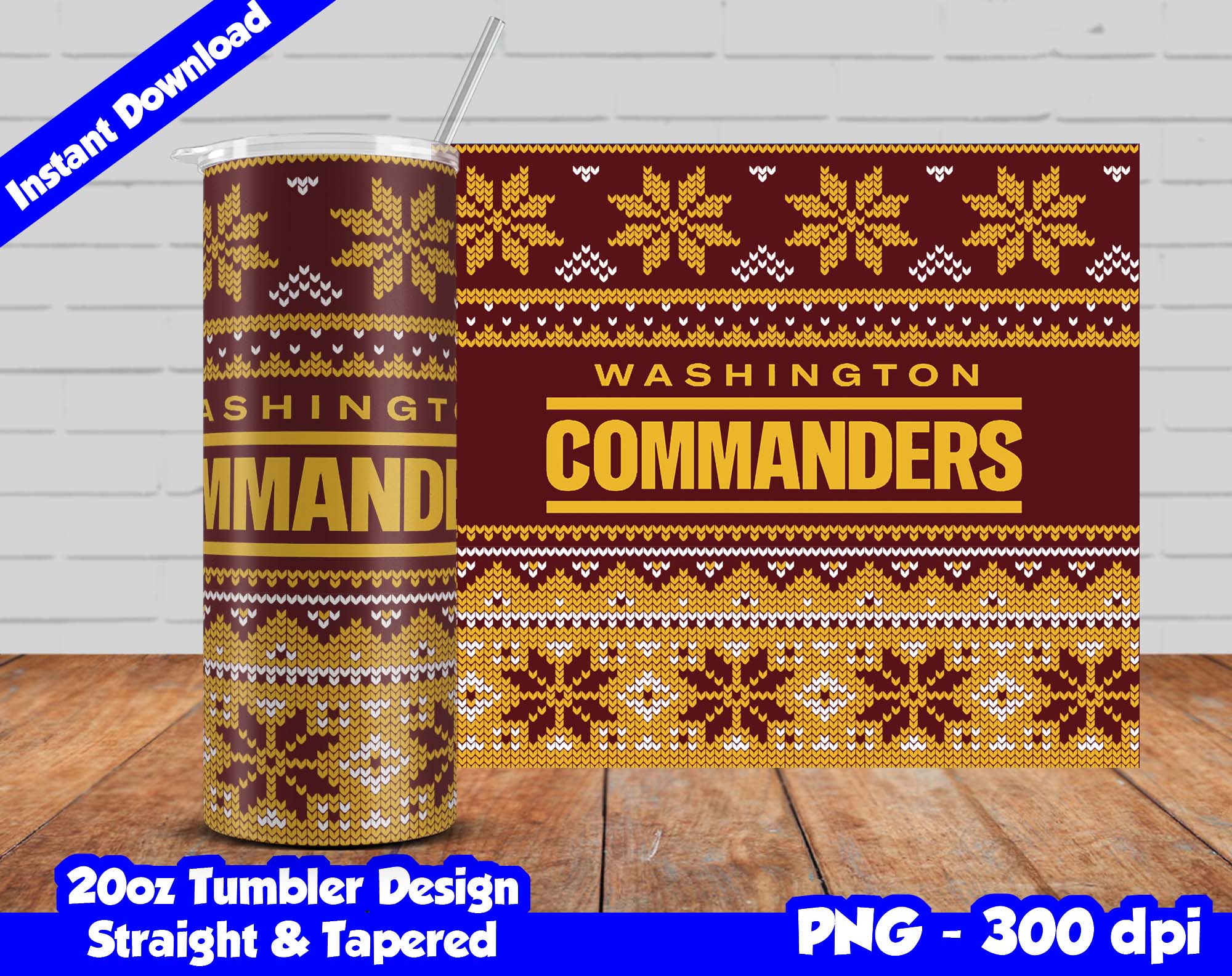 Commanders Tumbler Design PNG, 20oz Skinny Tumbler Sublimate | Inspire ...