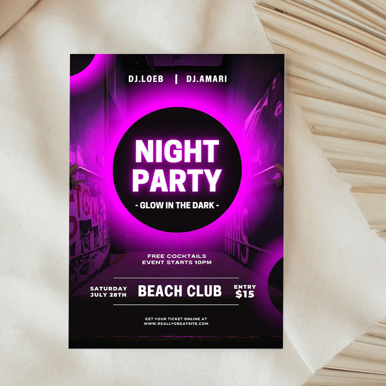 night party Invitation Glow night party Invitation Neon Glow - Inspire ...