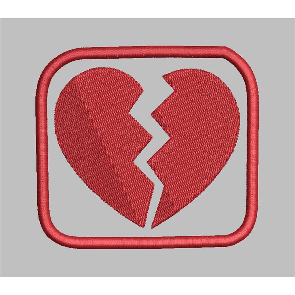 Broken Heart Patch Embroidery Design - 2 Sizes | Inspire Uplift