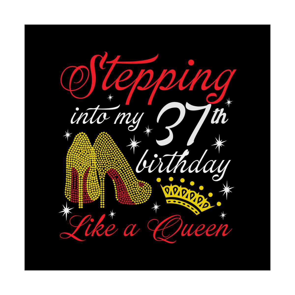 Stepping into my 37th birthday like a queen Svg, Birthday Sv | Inspire ...
