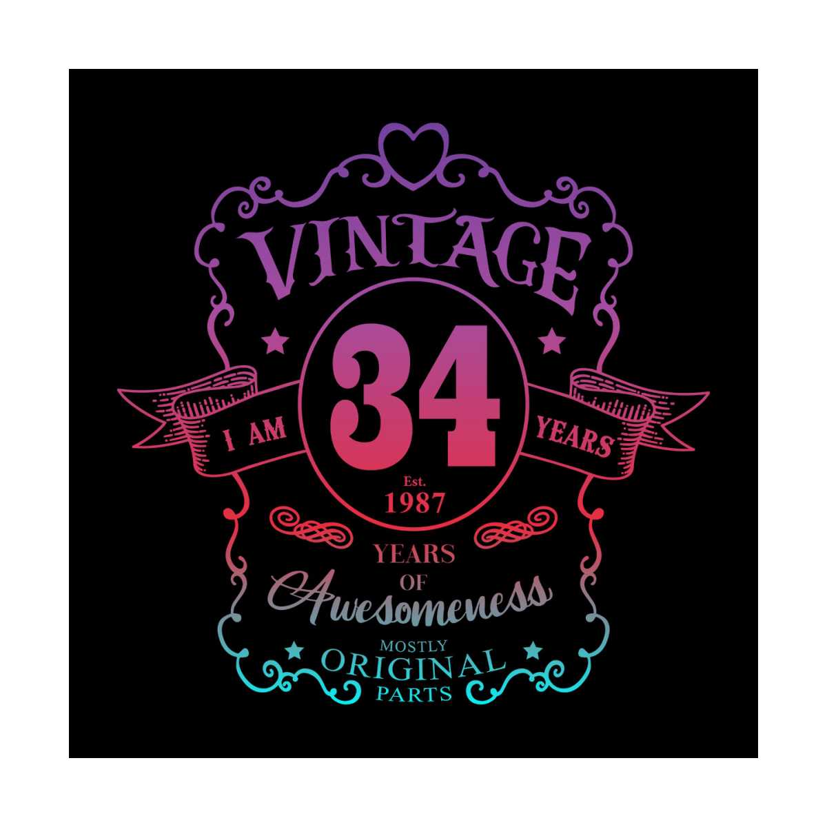 Vintage I am 34 years Svg, Birthday Svg, Happy Birthday Svg | Inspire ...