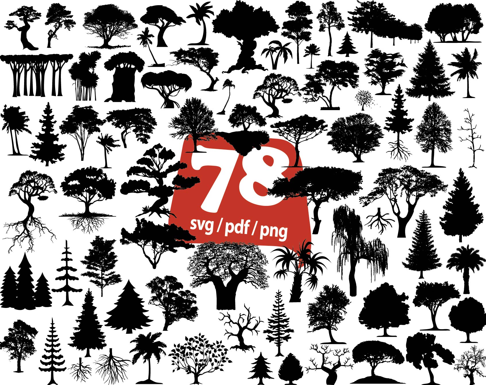 Tree SVG Bundle, Tree Silhouette svg, Tree SVG, Trees svg, F - Inspire ...