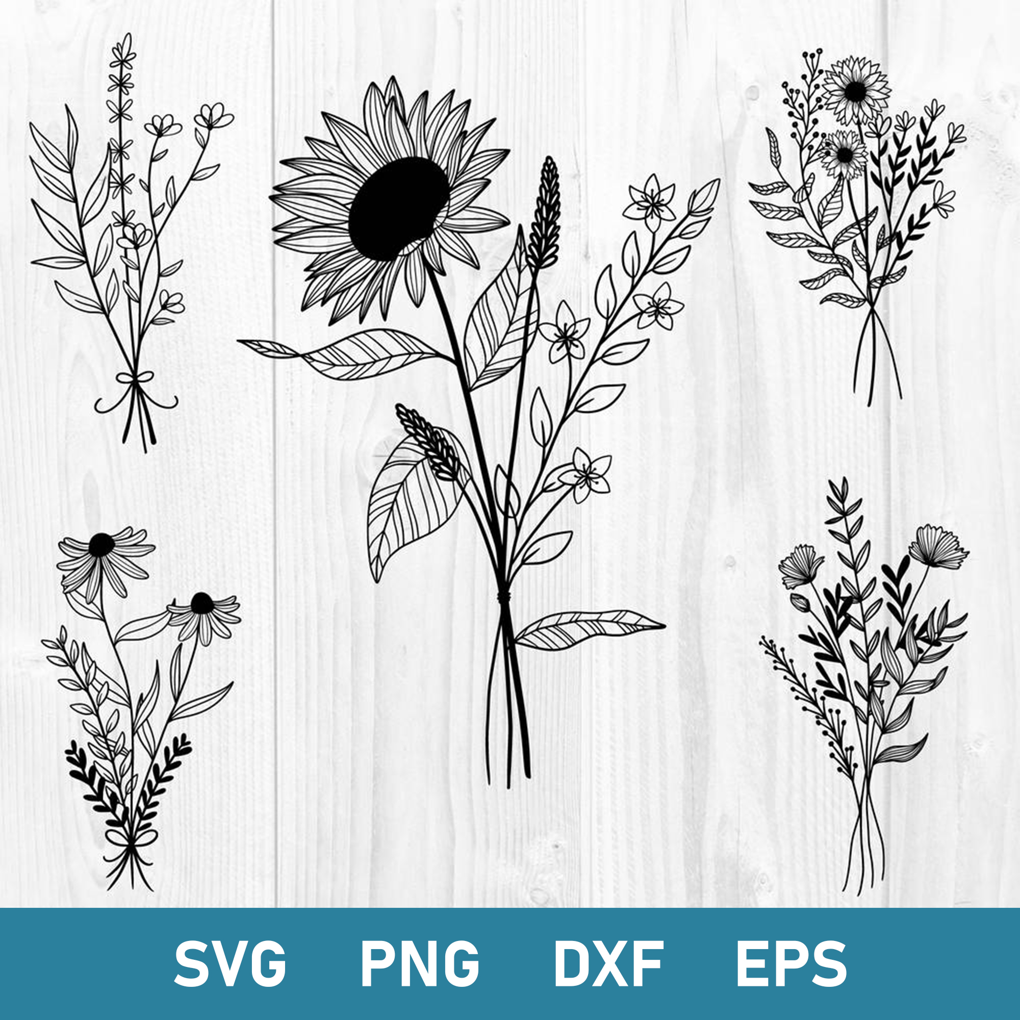 Bundle Wildflowers Svg, Wildflowers Svg, Flower Svg, Png Dxf - Inspire ...