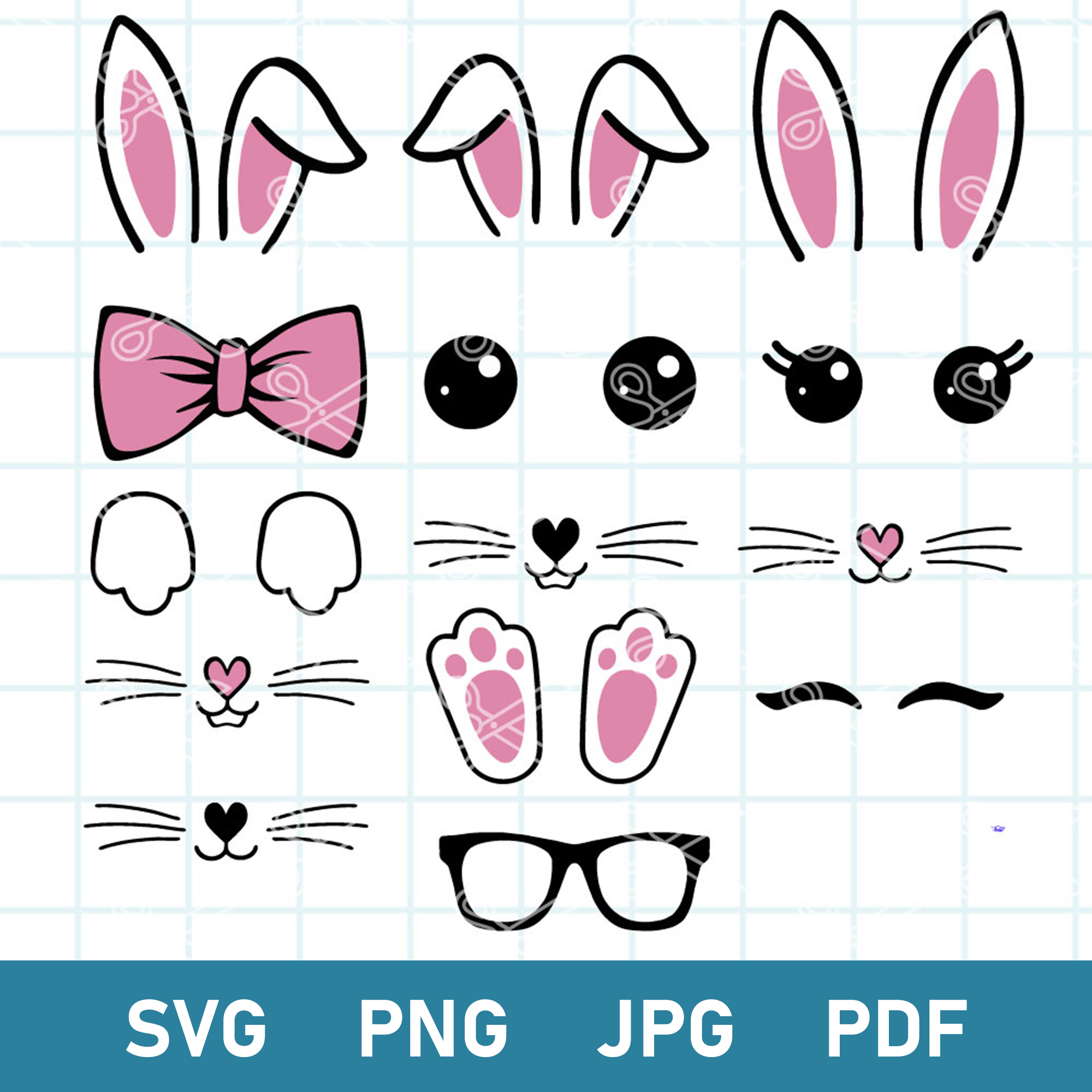 Bunny Easter Bundle Svg, Bunny Face Svg, Easter Bunny Svg, B | Inspire ...